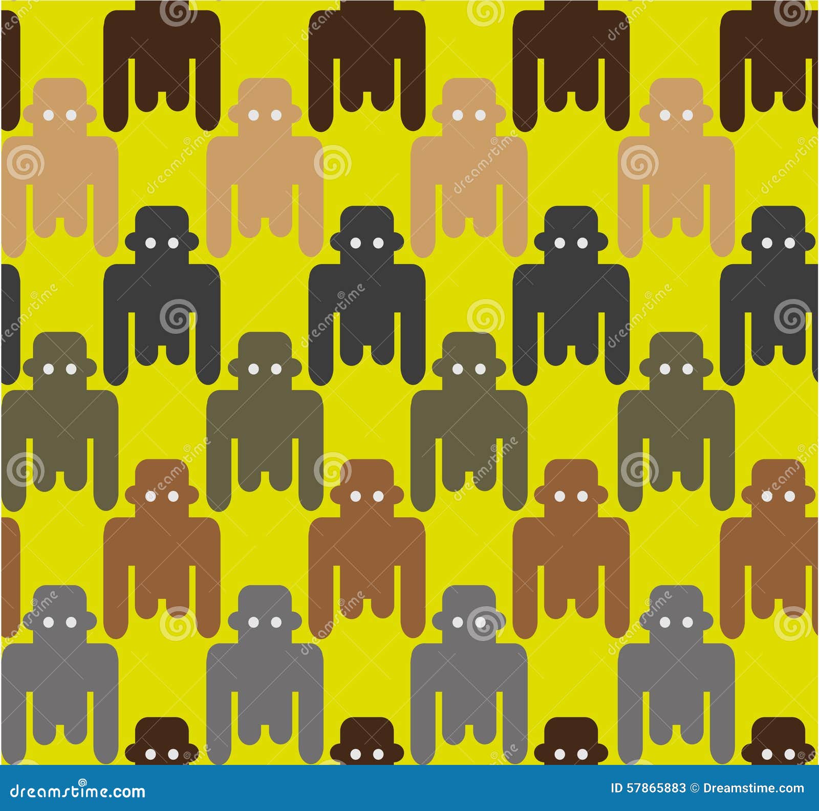 Flat Style Monkeys Seamless Pattern. Stock Illustration - Illustration ...