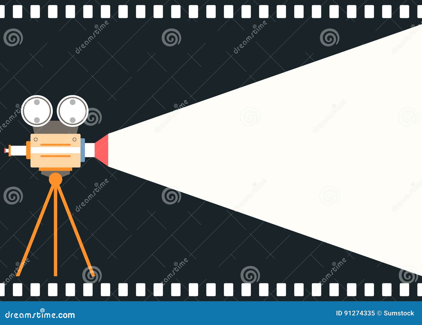 Flat Style Motion Picture Film Camera Background Stock Vector ...