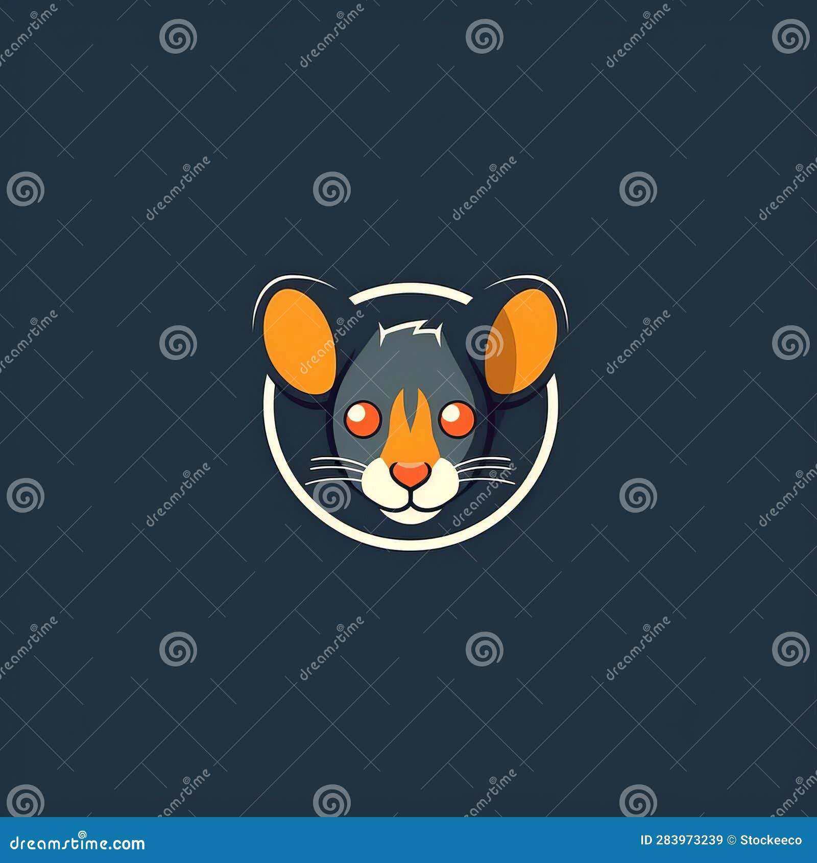 Flat Style Mouse Logo with Orange Eyes Stock Illustration ...