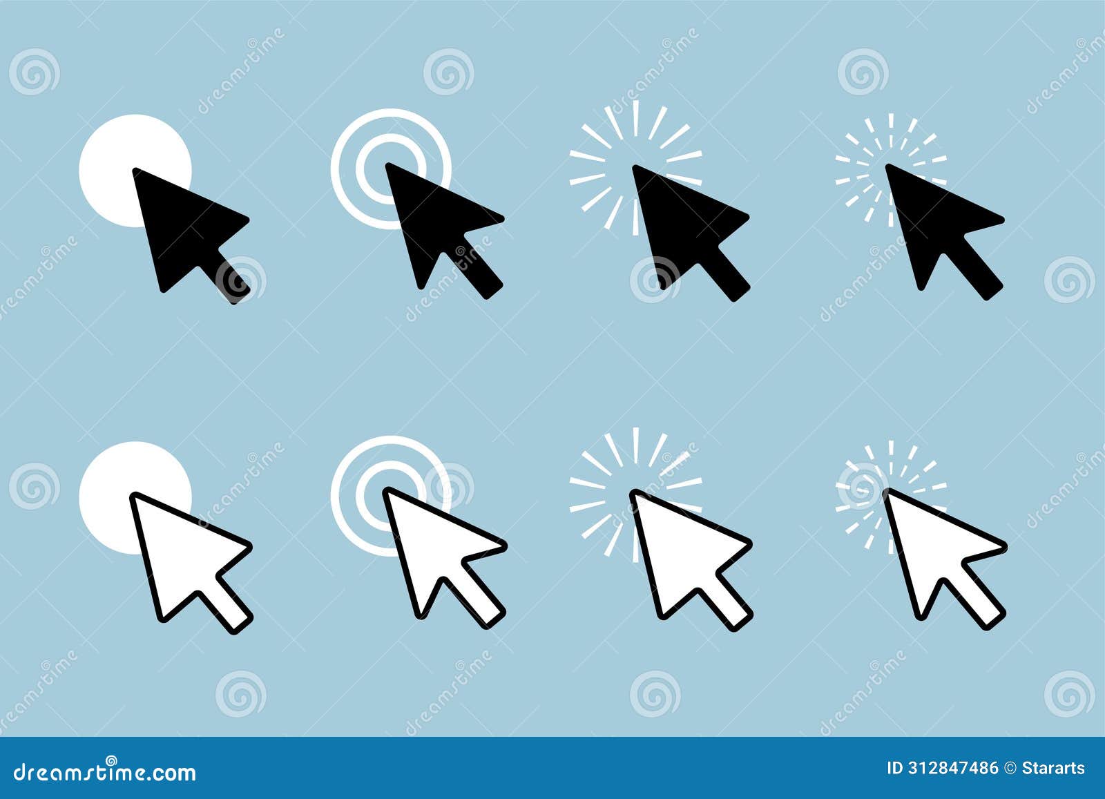 Flat Style Mouse Pointer Sign Design in Set Stock Vector - Illustration ...