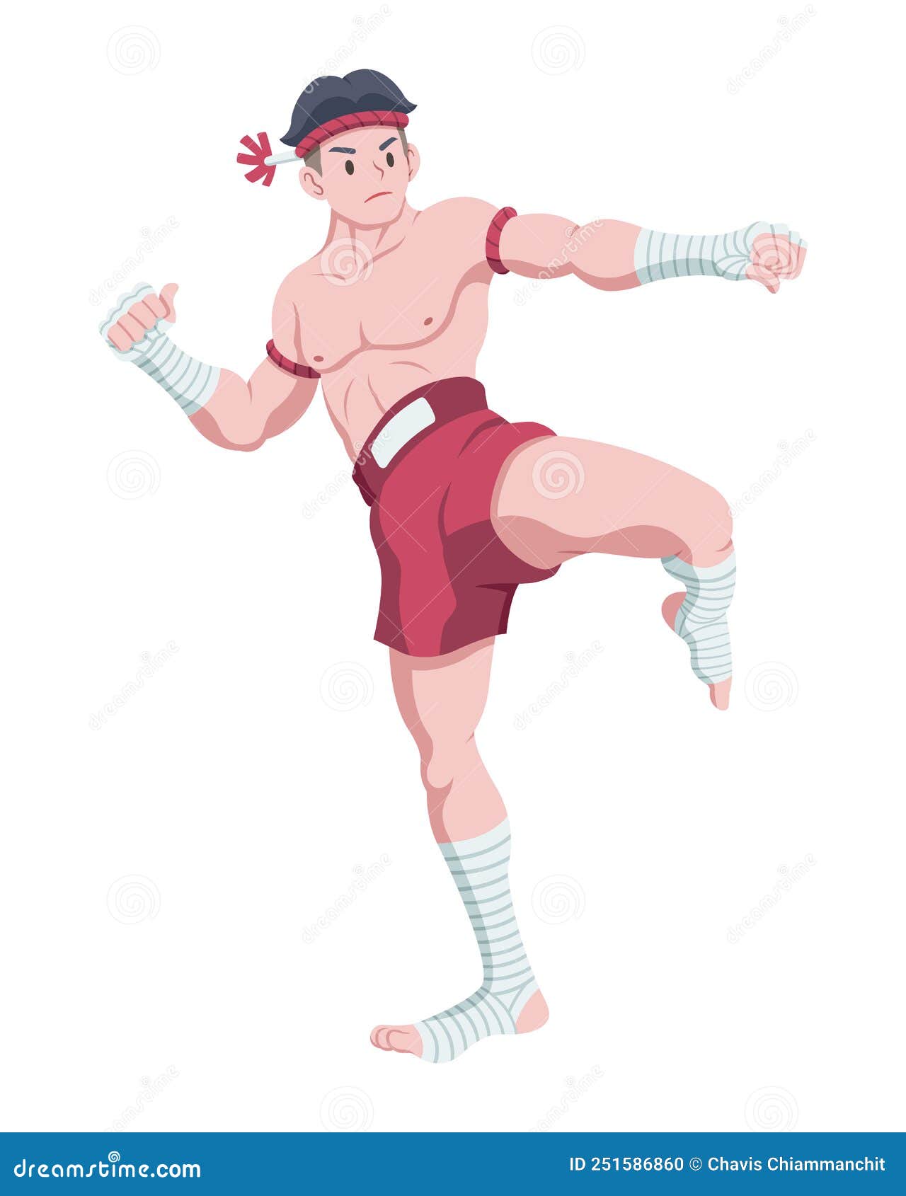 Muay Thai Boxer Cartoon Illustration Stock Vector - Illustration of ...