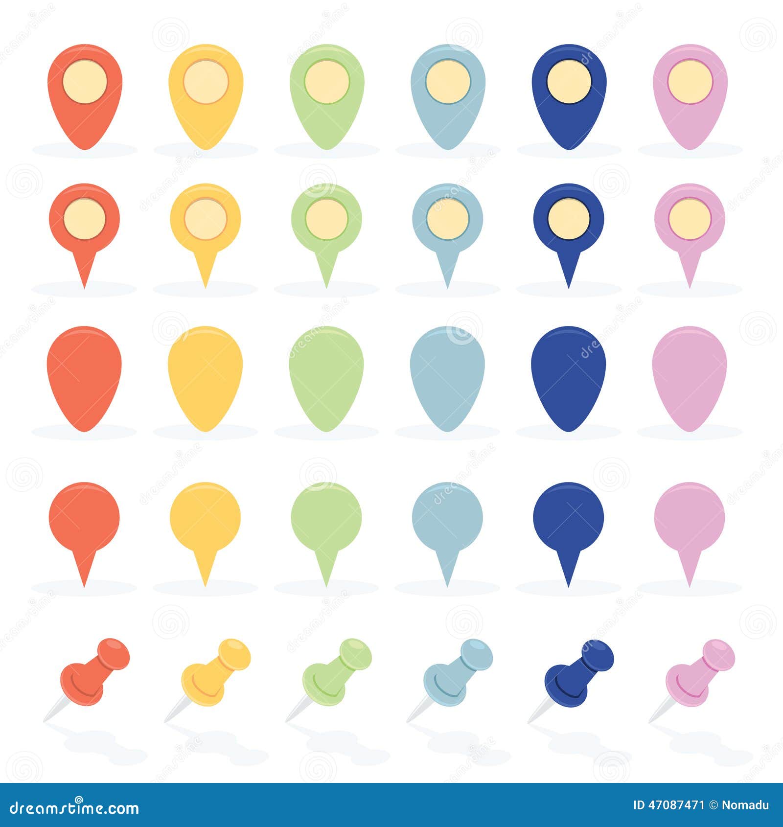 Set Of Navigation Markers, Labels And Flags. Collection For Marking ...