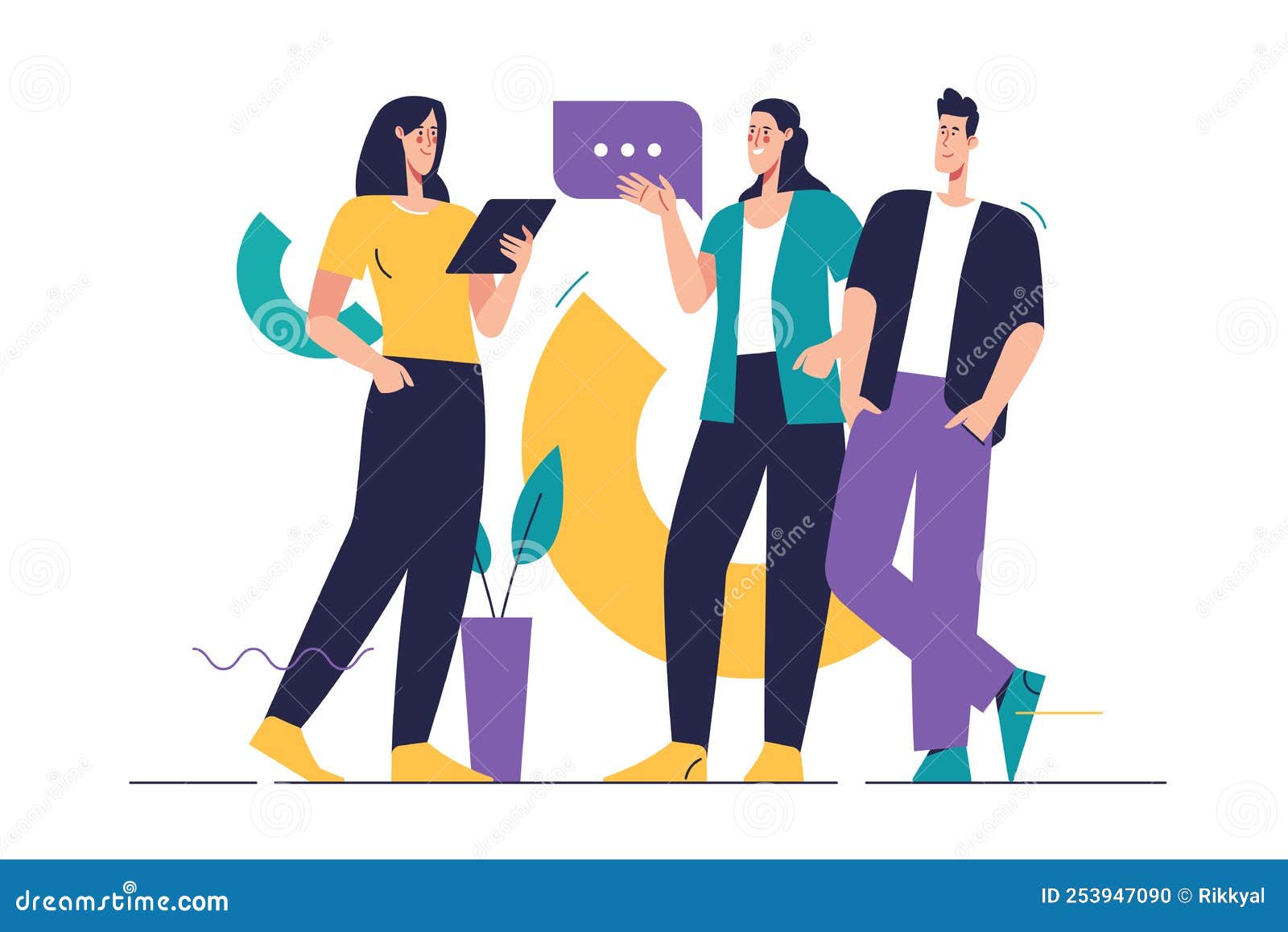 Flat Style Outline Vector Illustration Depicting Group of People on the ...