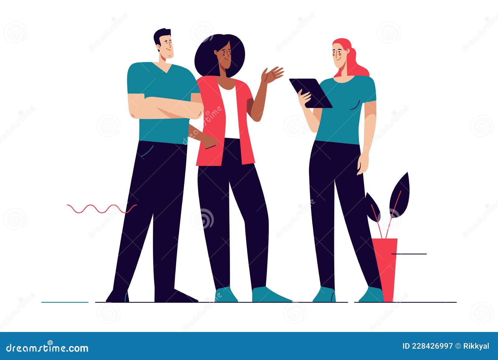 Flat Style Outline Vector Illustration Depicting Group of People on the ...