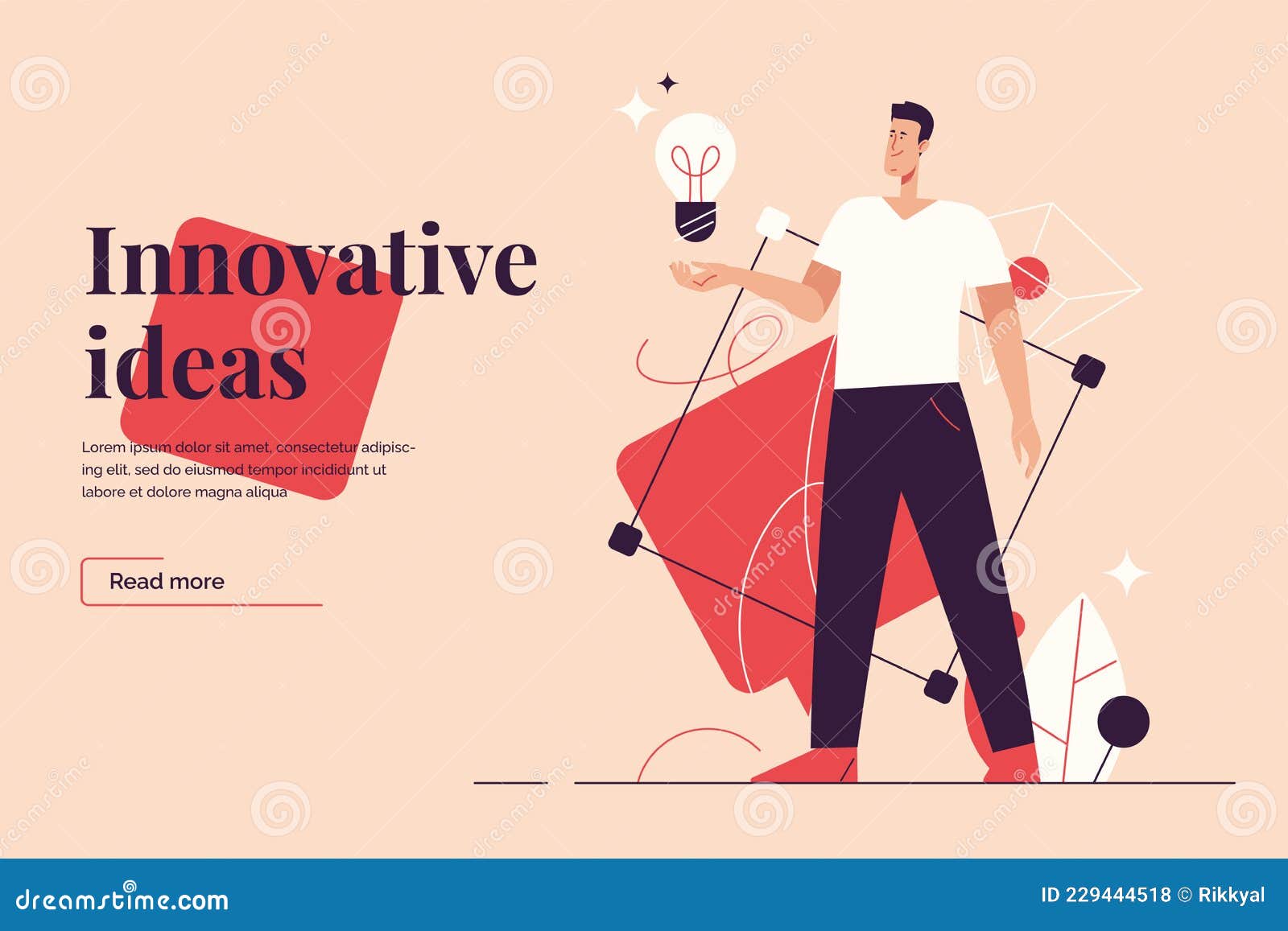 Flat Style Outline Vector Illustration on the Subject of Creativity ...