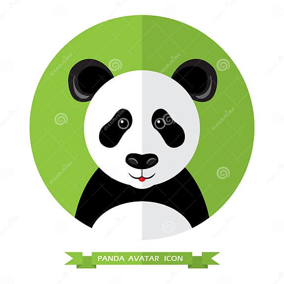 Flat Style Panda Bear Avatar Icon. Design Element. Stock Vector ...