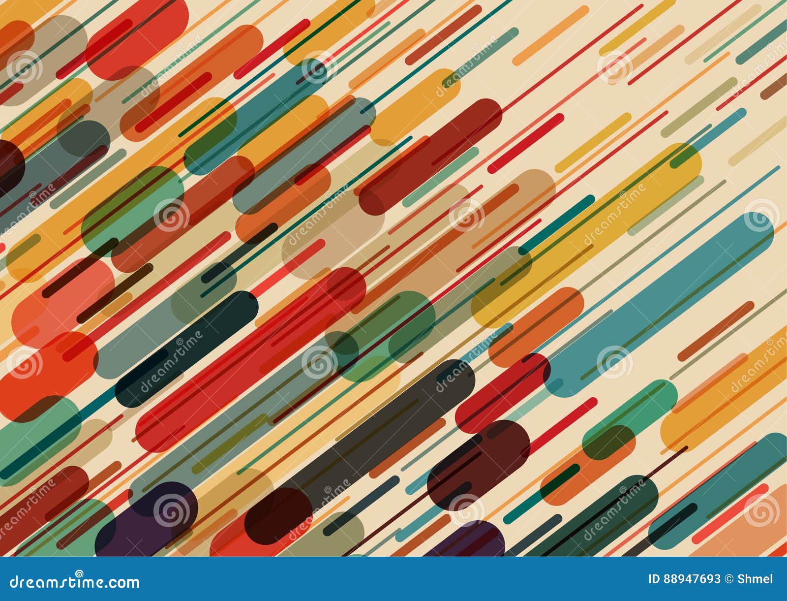 Flat Style Pattern with Rounded Objects and Lines in Color. Stock ...