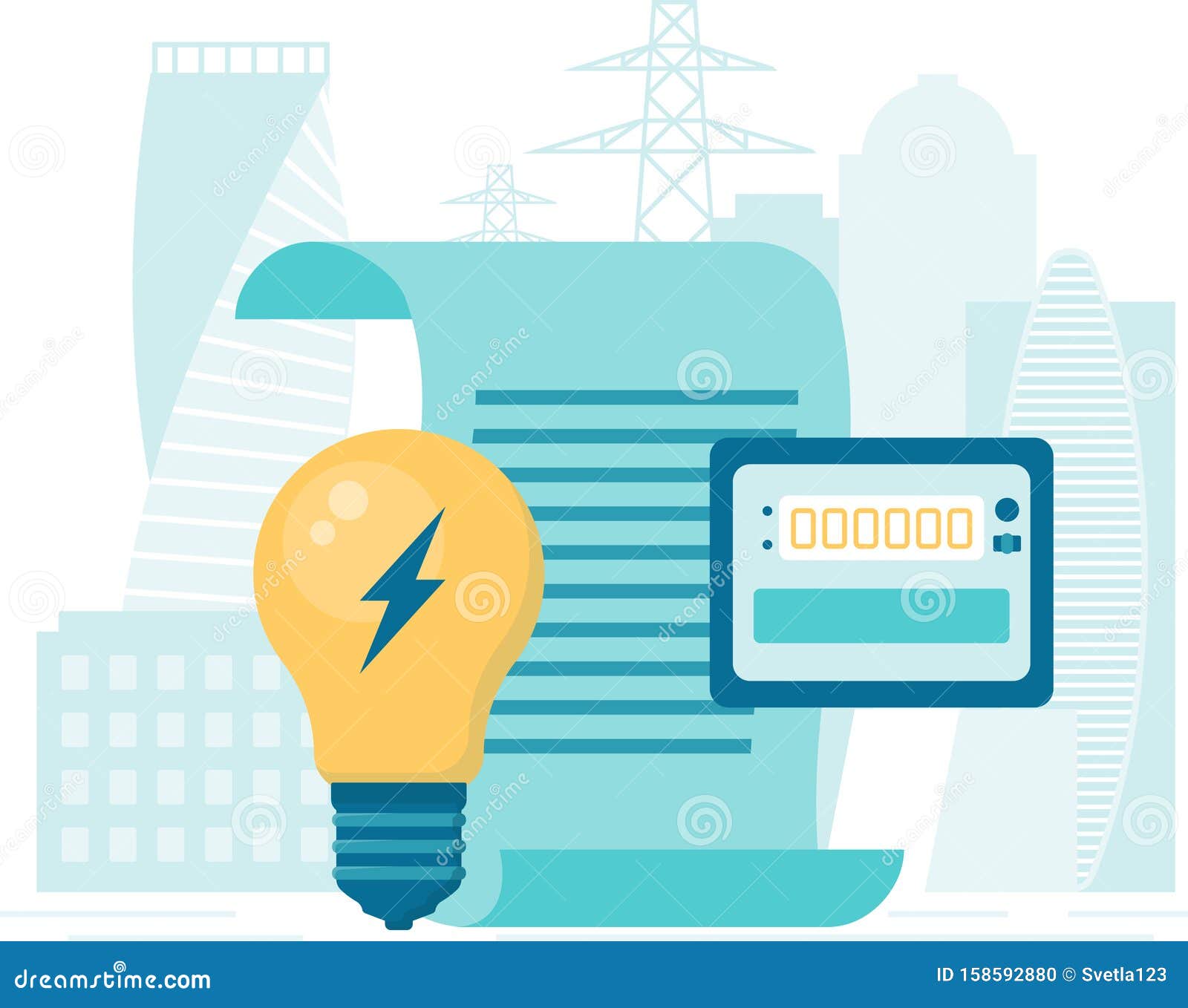 Flat Style Payment of Utility Bills Concept. Vector Illustration ...
