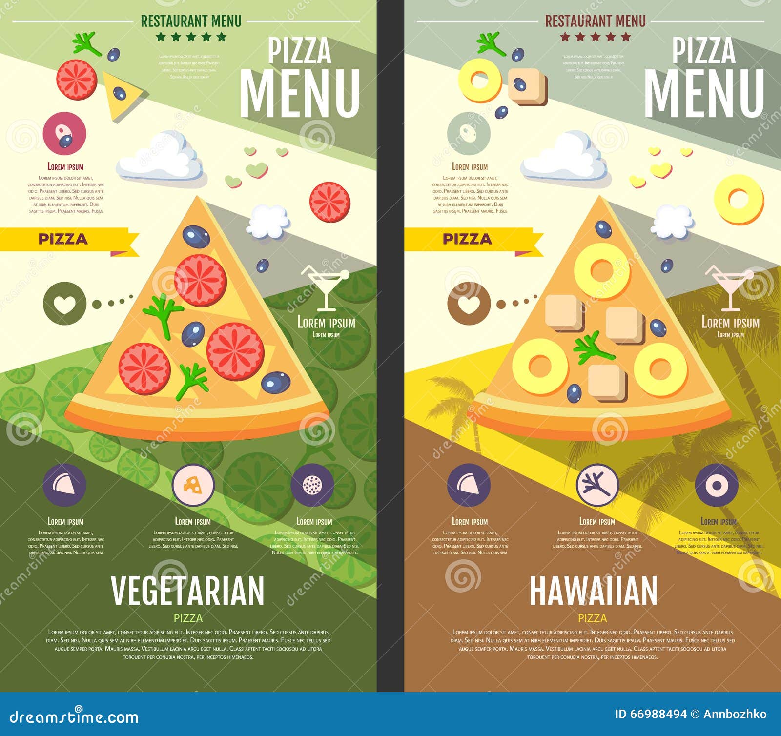 Flat Style Pizza Menu Design Stock Vector - Illustration of fast ...