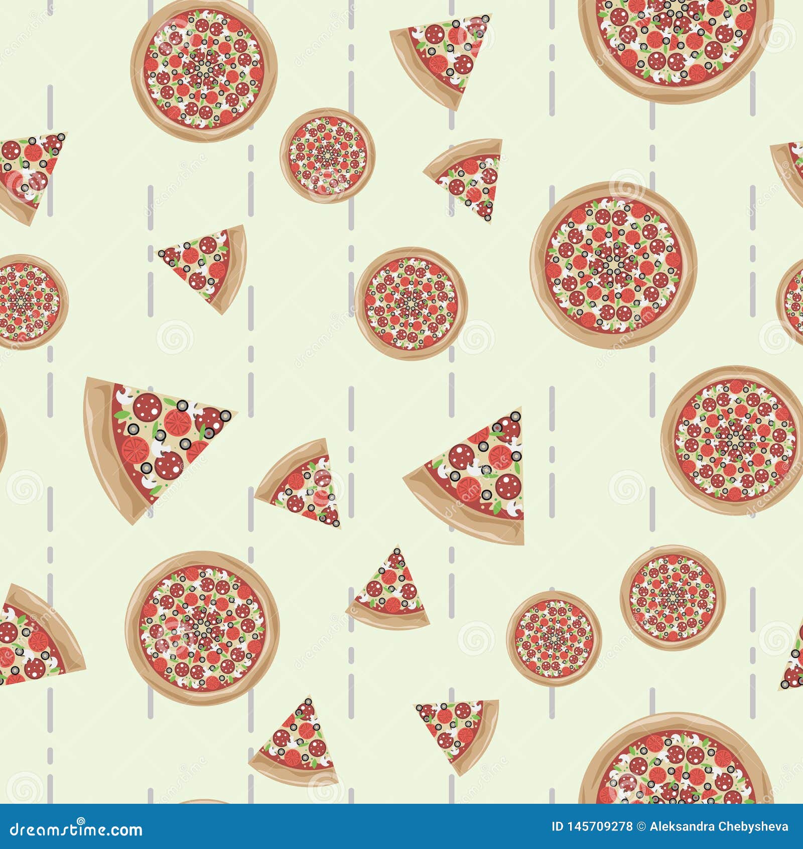 Flat Style Pizza Vector Seamless Pattern, Pizza Texture Stock ...