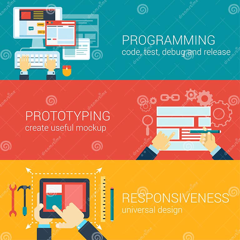Flat Style Process Programming Prototyping Infographic Concept Stock ...