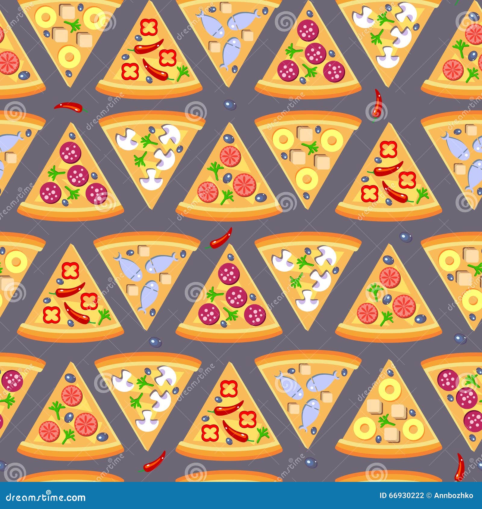 Flat Style Seamless Pattern Pizza Background Stock Vector ...