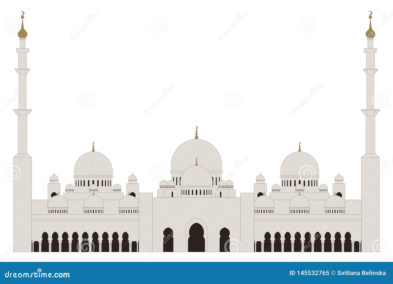 Flat Style Sheikh Zayed Grand Mosque on White Background Stock Vector ...