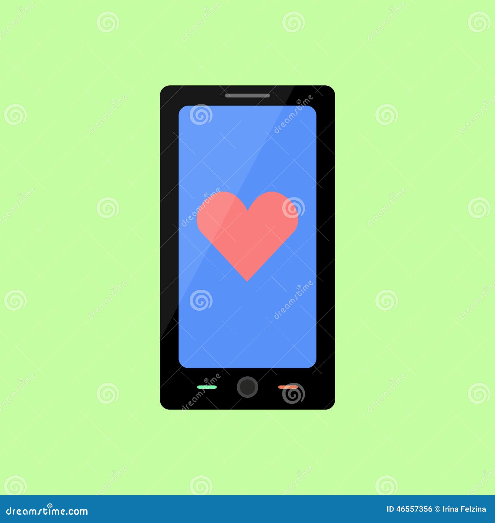 Flat Style Smart Phone with Heart Stock Vector - Illustration of cell ...