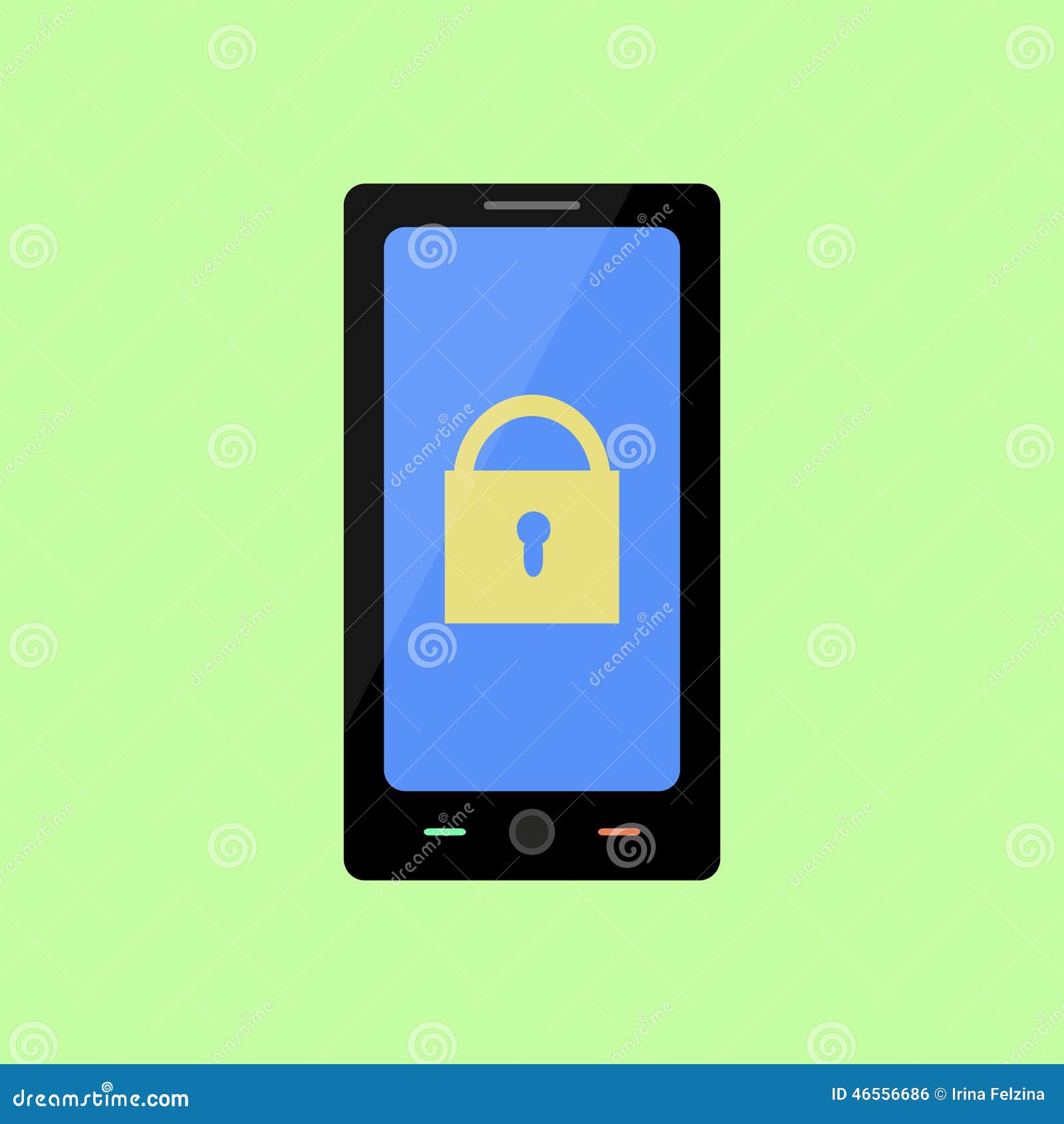 Flat Style Smart Phone with Lock Stock Vector - Illustration of safety ...