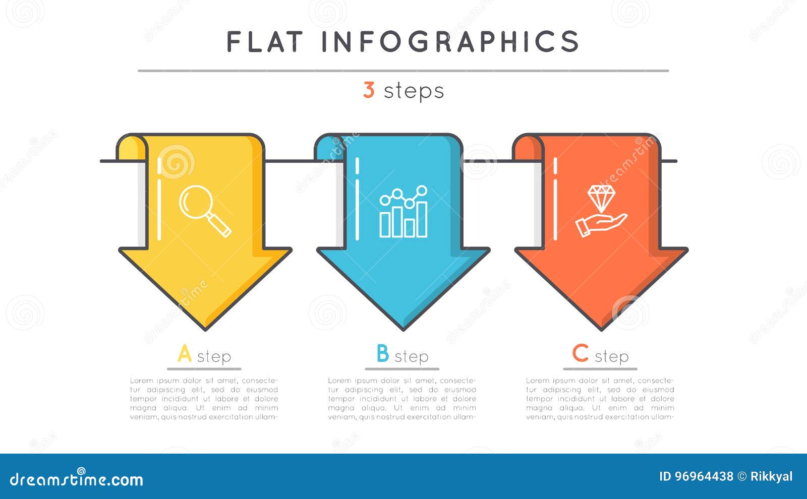 Flat Style 3 Steps Timeline Infographic Template. Thin Line Business ... Flat Style 3 Steps Timeline Infographic Template. Thin Line Business ...