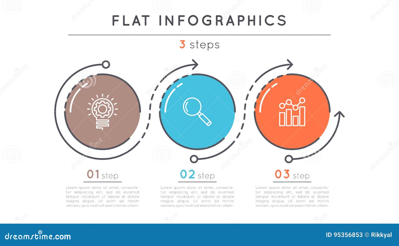 Flat Style 3 Steps Timeline Infographic Template. Stock Vector ... Flat Style 3 Steps Timeline Infographic Template. Stock Vector ...