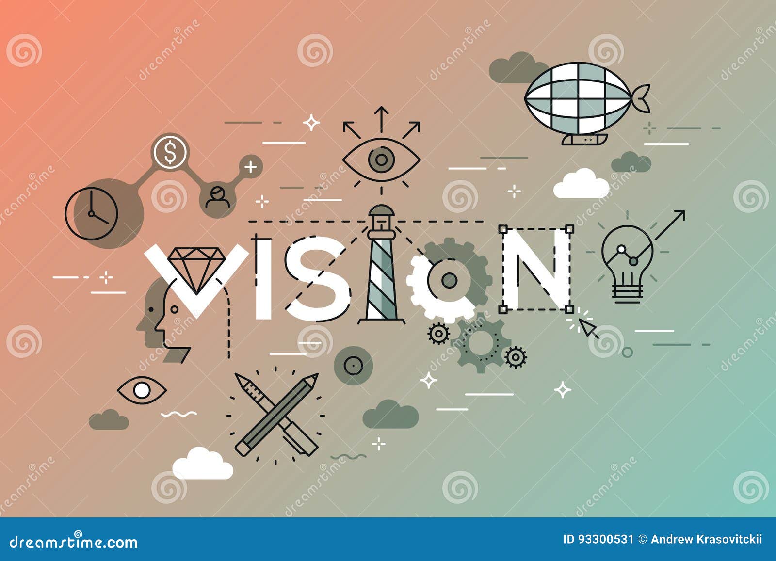 Flat Style, Thin Line Banner Design of Vision Stock Vector ...