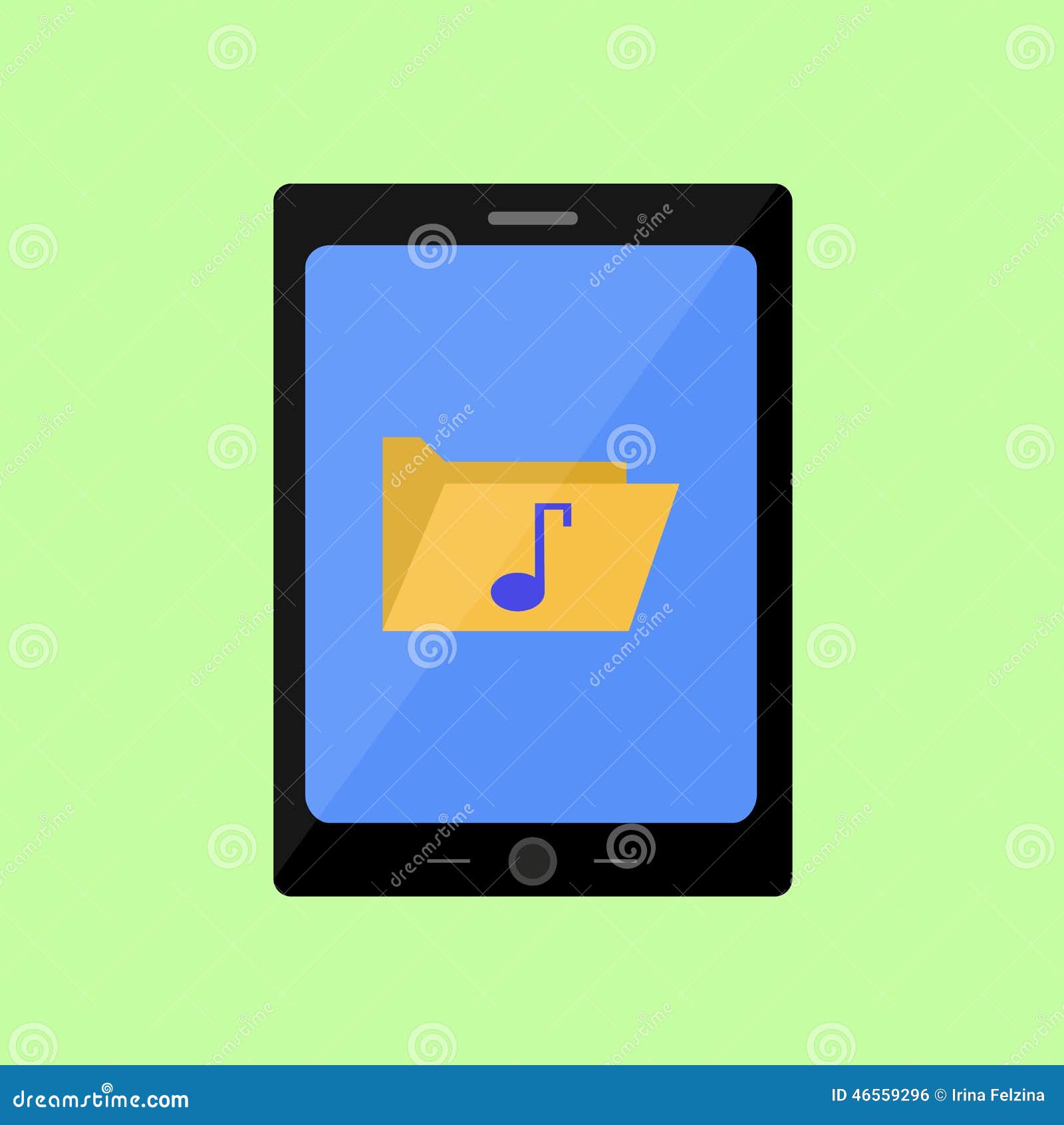 Flat Style Touch Pad with Music Folder Stock Vector - Illustration of ...