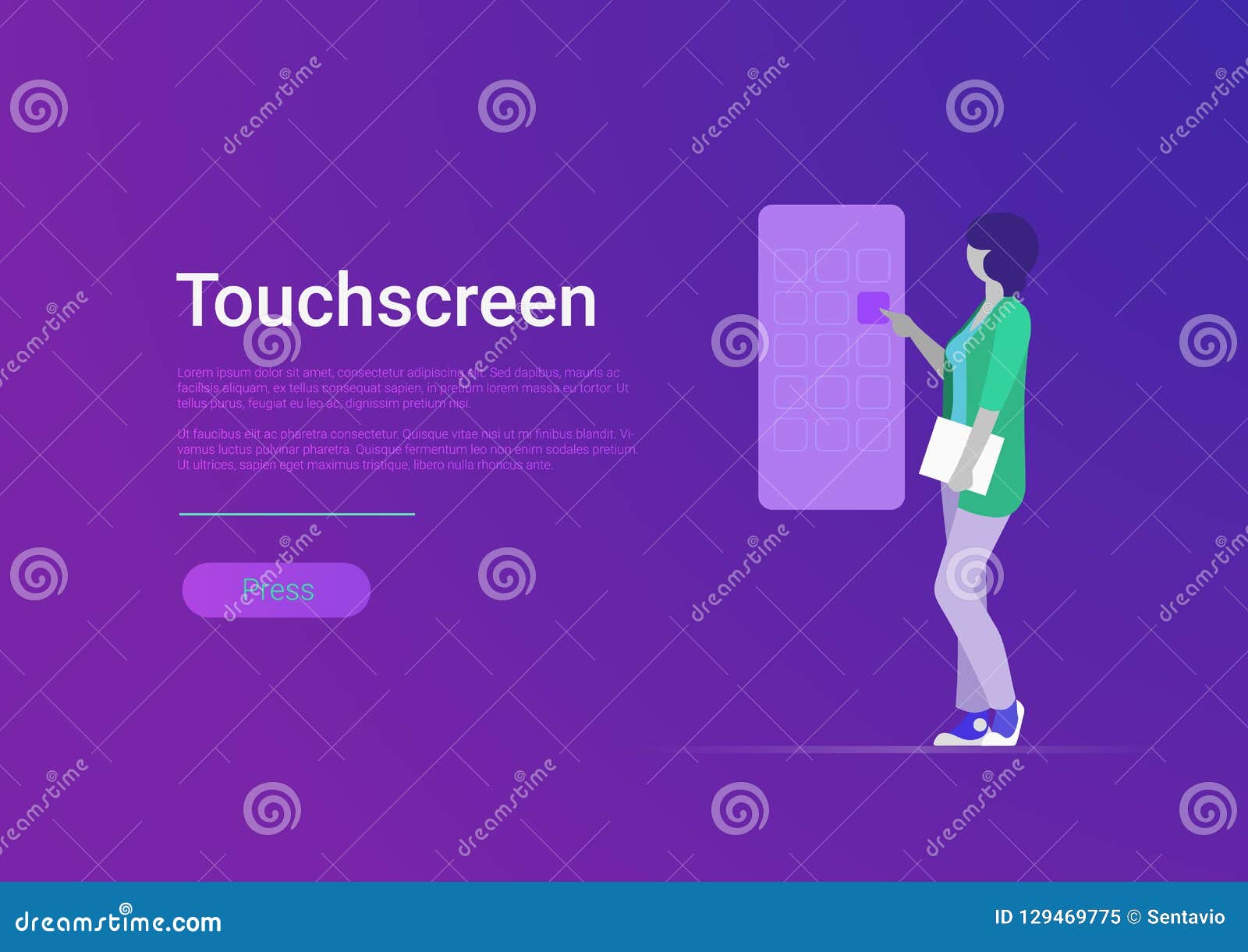 Flat Touchscreen Vector. Woman Touching Smartphone Stock Vector ...