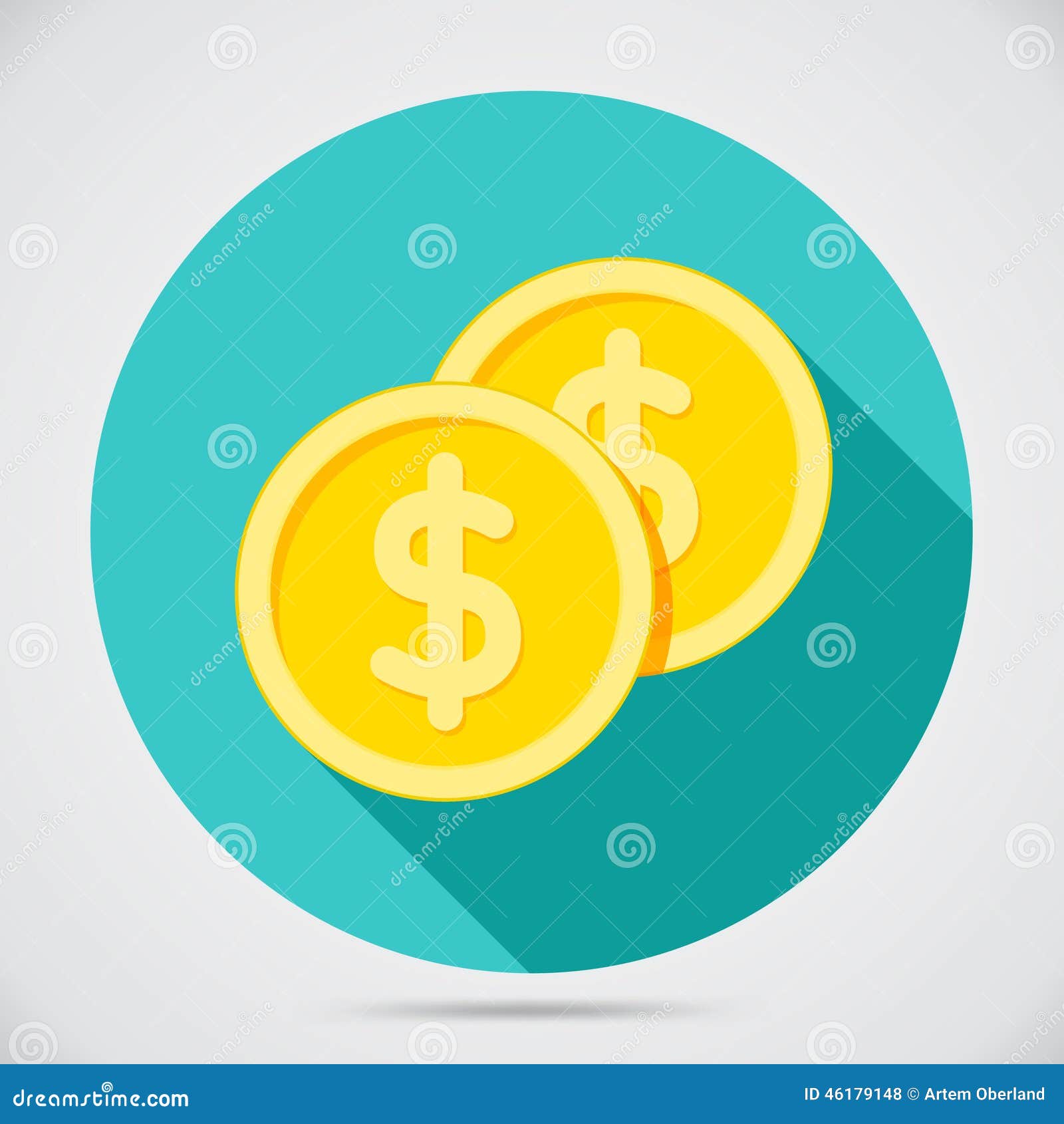 Flat style two coins stock vector. Illustration of concept - 46179148