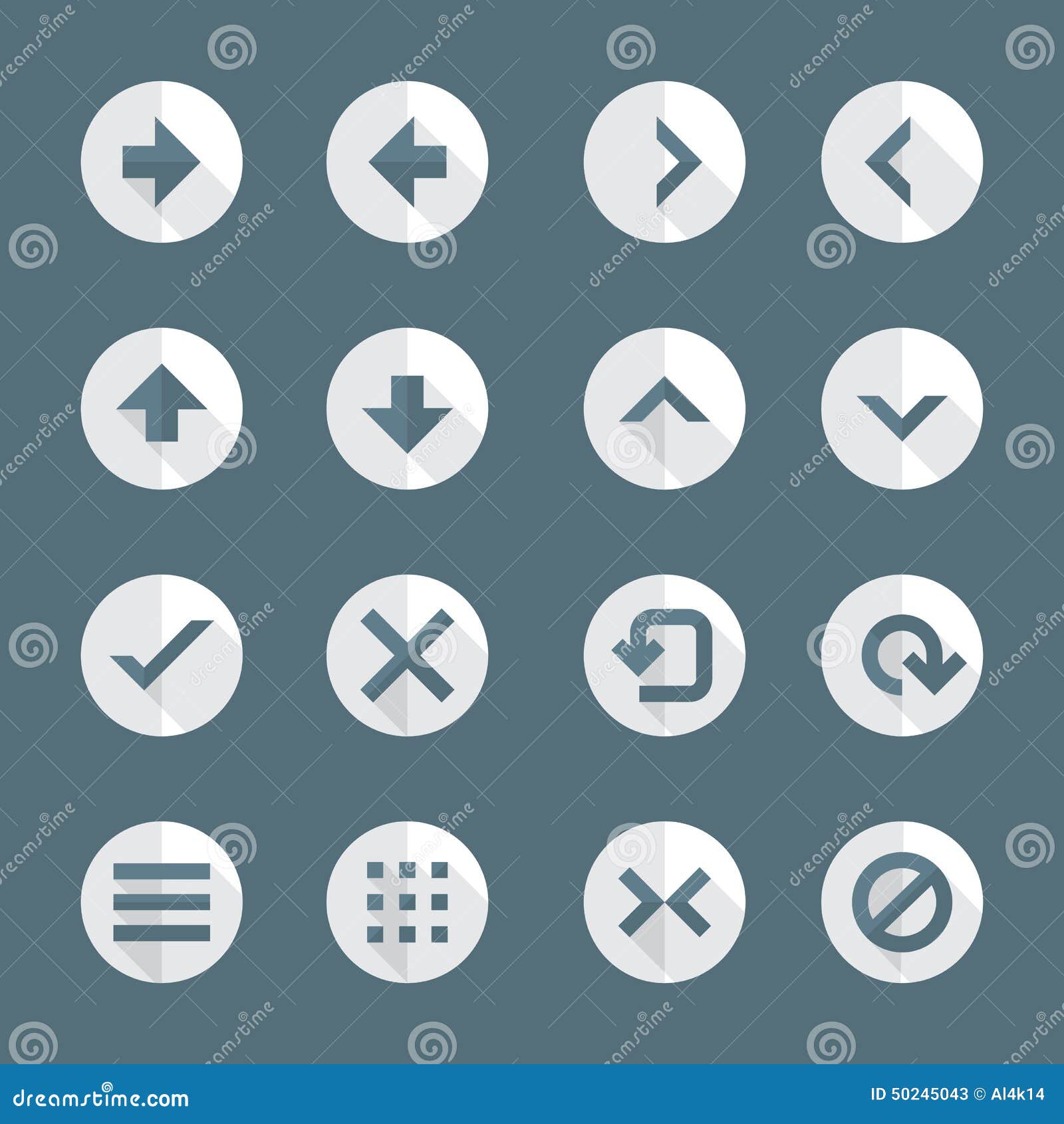 Flat Style Various Navigation Menu Buttons Icons Set Stock Vector