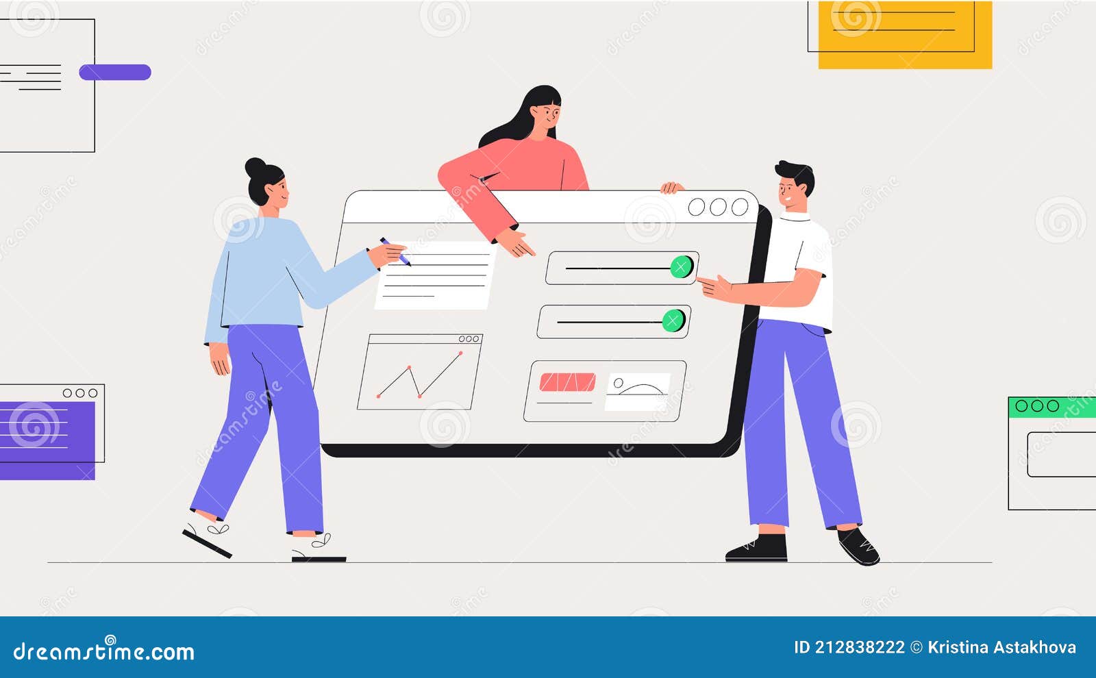 Flat Style Vector Business People Illustration. Software Development ...