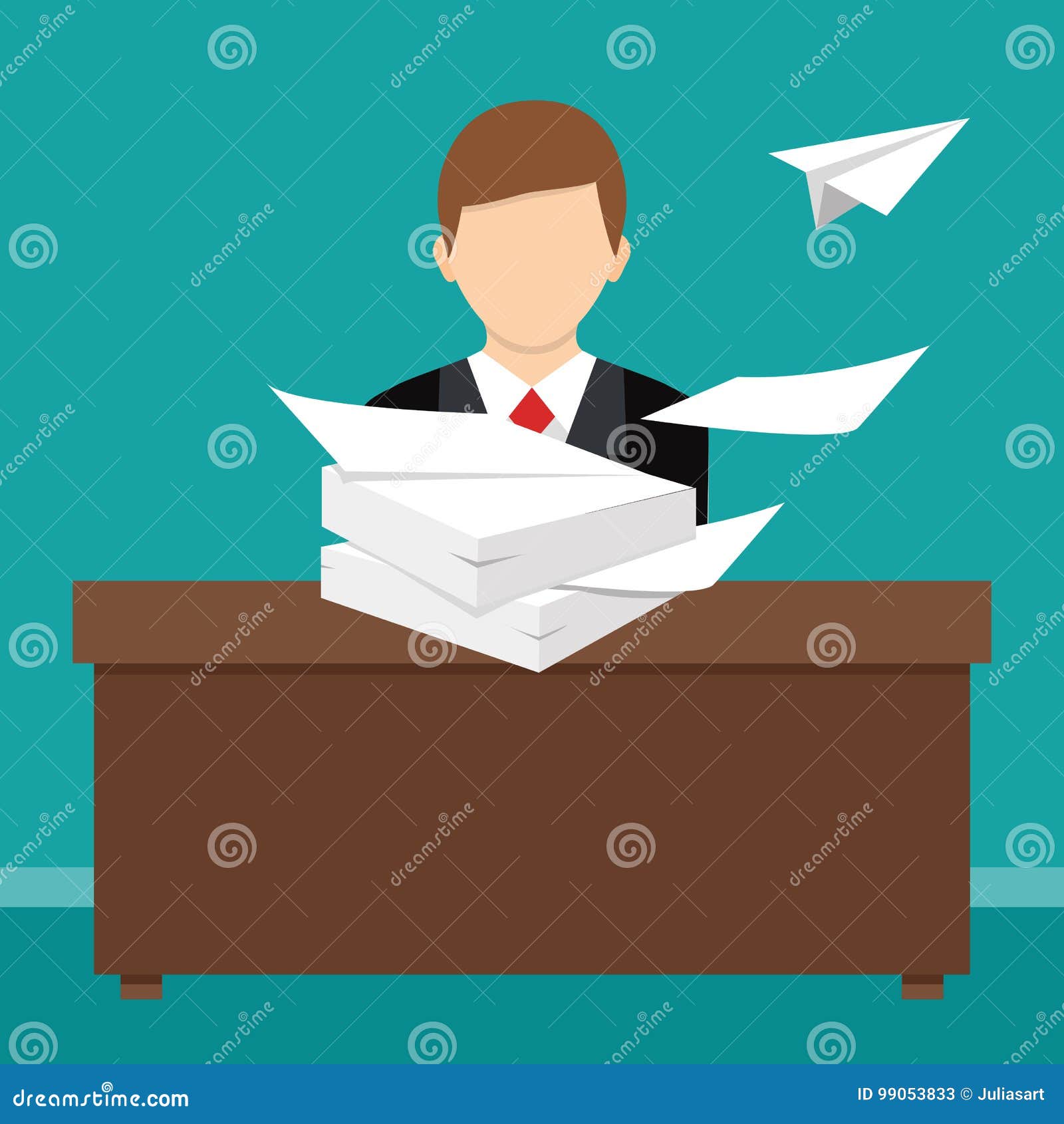 Busy Cluttered Office Table. Vector Illustration | CartoonDealer.com ...