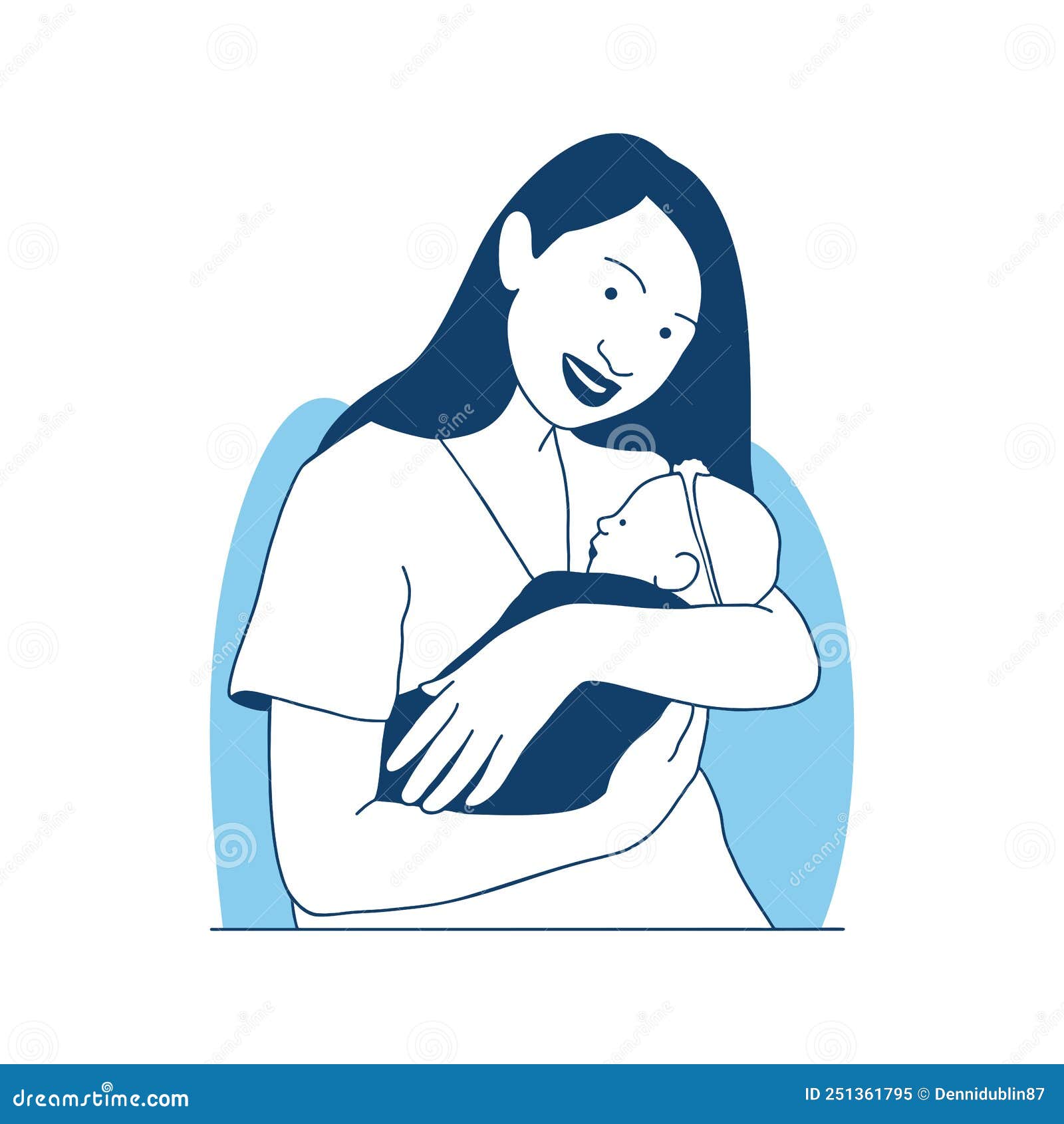 Flat Style Vector Illustration a Young Mother and Newborn Baby Sleeping ... Flat Style Vector Illustration a Young Mother and Newborn Baby Sleeping ...