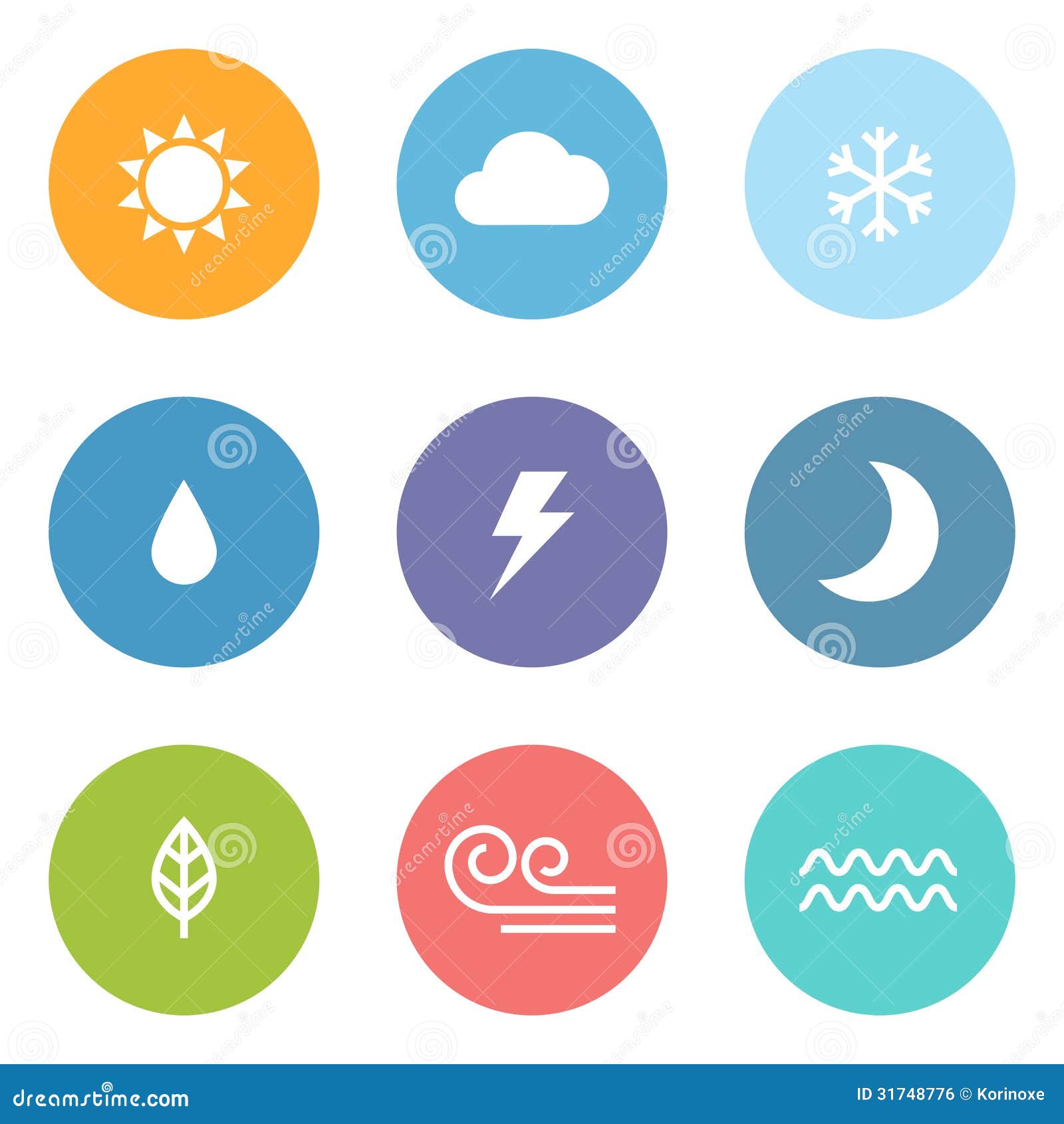 Flat style weather icons stock vector. Illustration of rain - 31748776