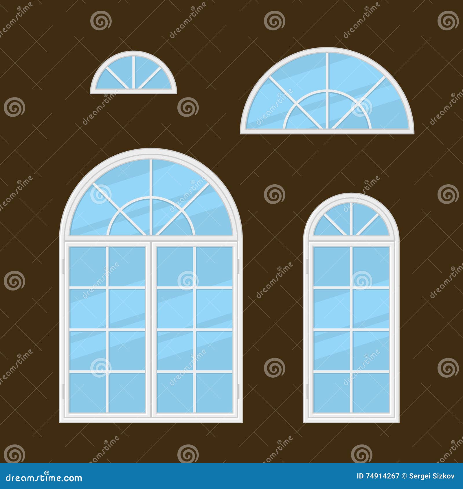Flat Style Windows Types Set. Vector Stock Vector - Illustration of ...