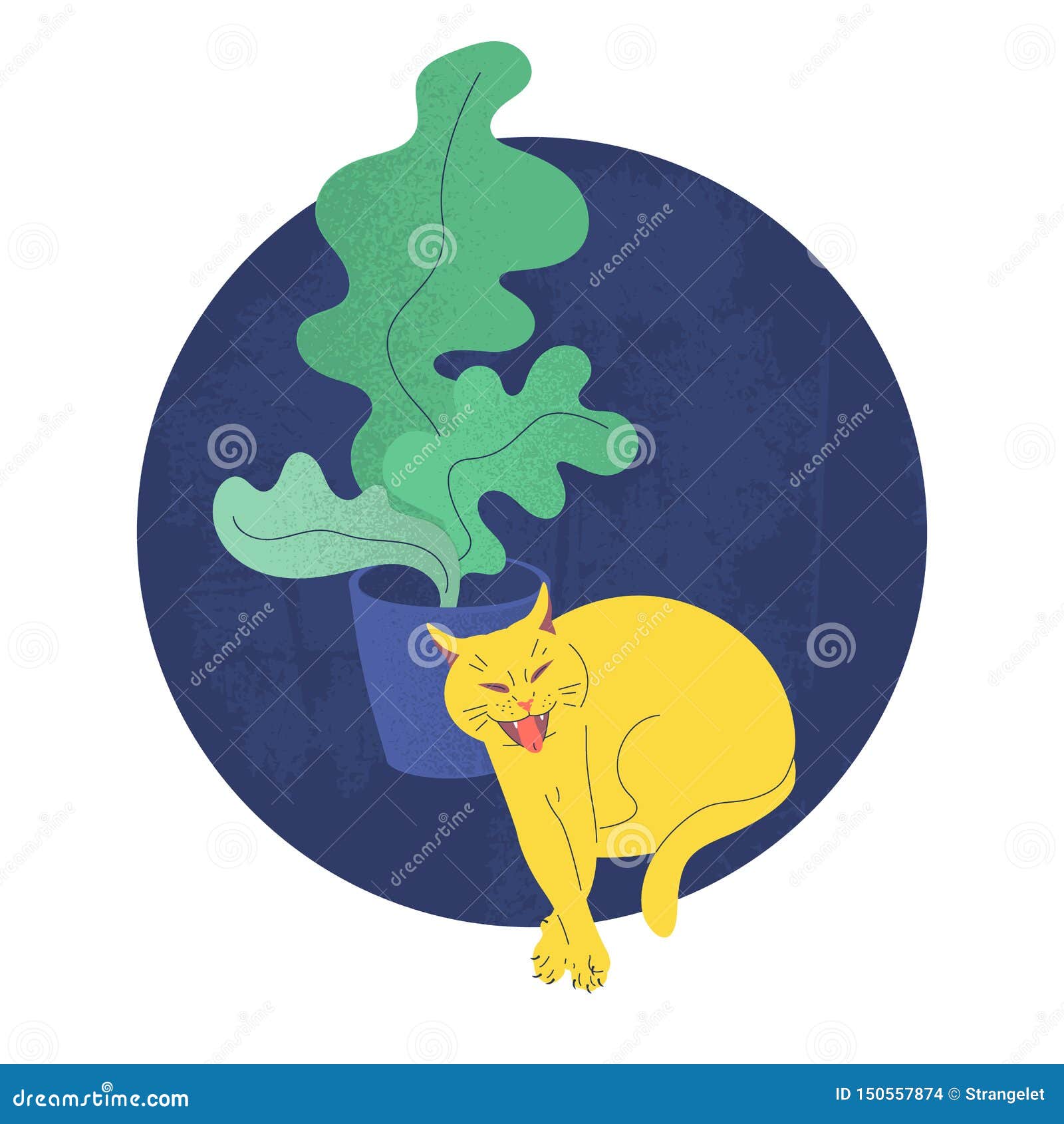 Flat Style Yellow Cat. Isolated on White Background Stock Illustration ...