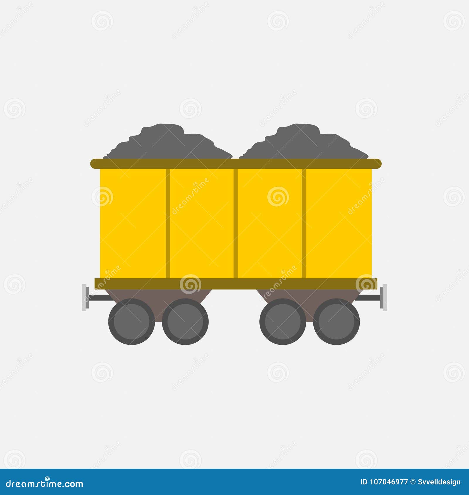 Flat Style Yellow Mining Transport Train Vector Illustration Graphic ...