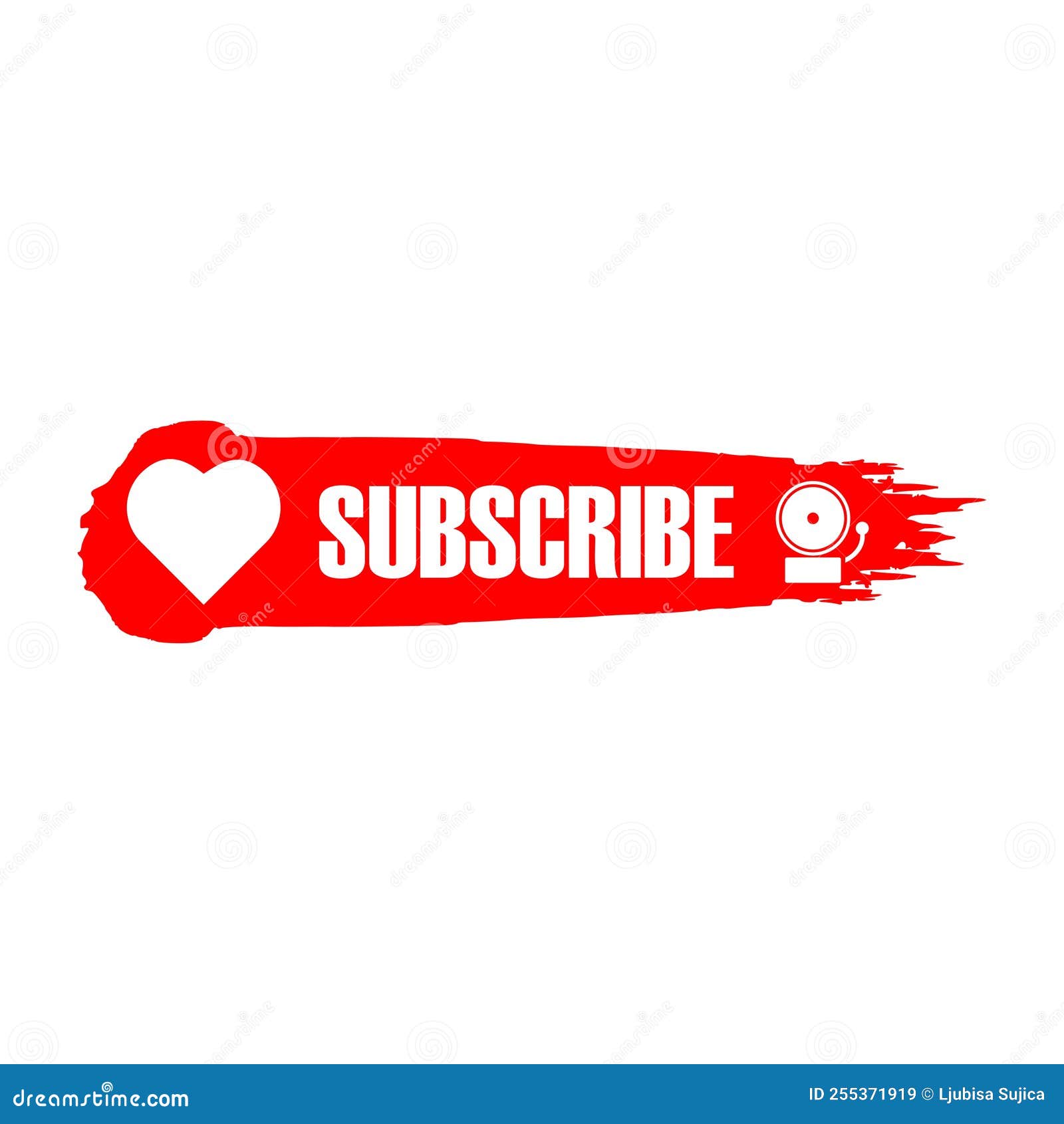 Flat Subscribe Button with Ring Bell and Heart Isolated on White ...