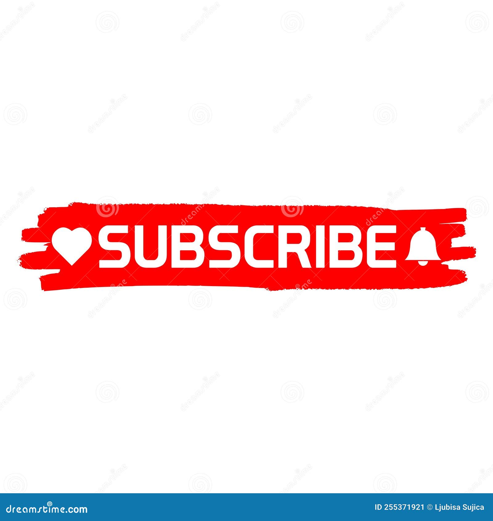 Flat Subscribe Button with Ring Bell and Heart Isolated on White ...