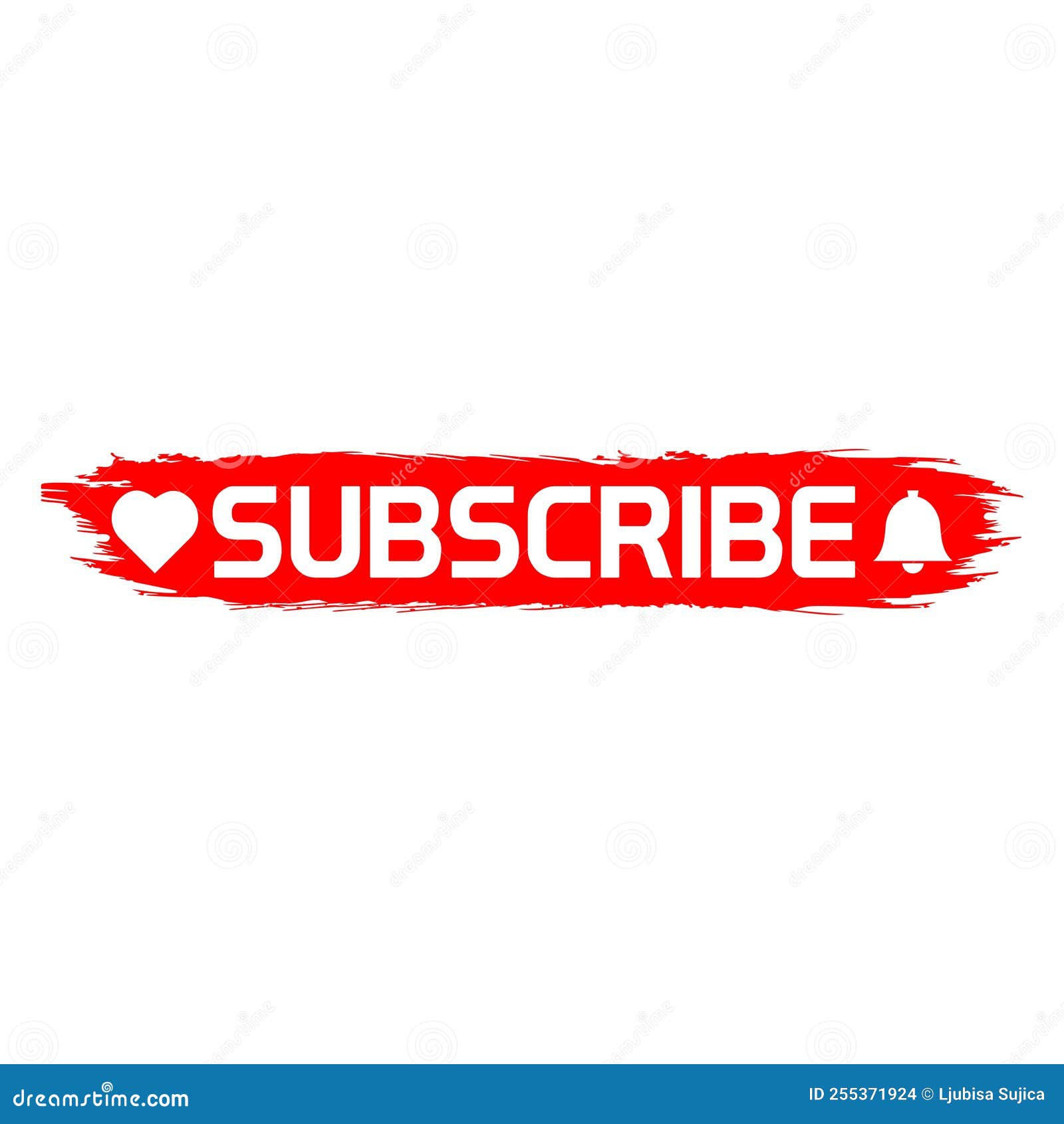 Flat Subscribe Button with Ring Bell and Heart Isolated on White ...
