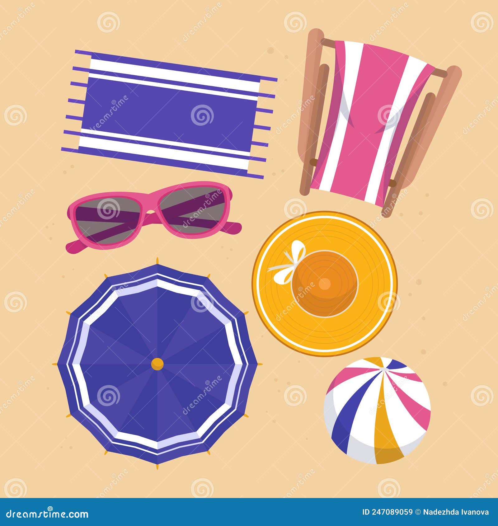 Flat Summer Elements Set Vector Illustration. Stock Vector ... Flat Summer Elements Set Vector Illustration. Stock Vector ...