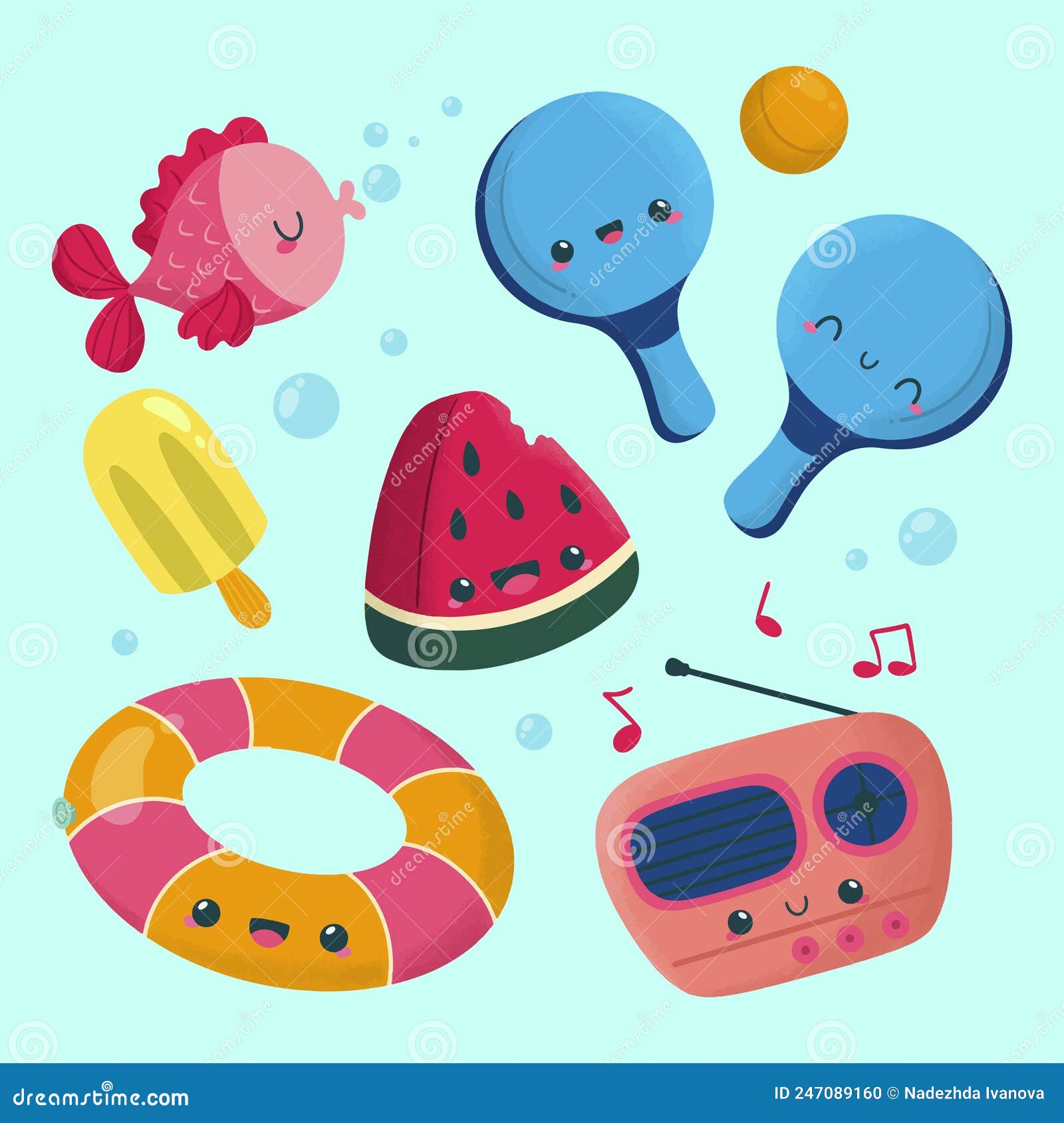 Flat Summer Elements Set Vector Illustration. Stock Vector ... Flat Summer Elements Set Vector Illustration. Stock Vector ...