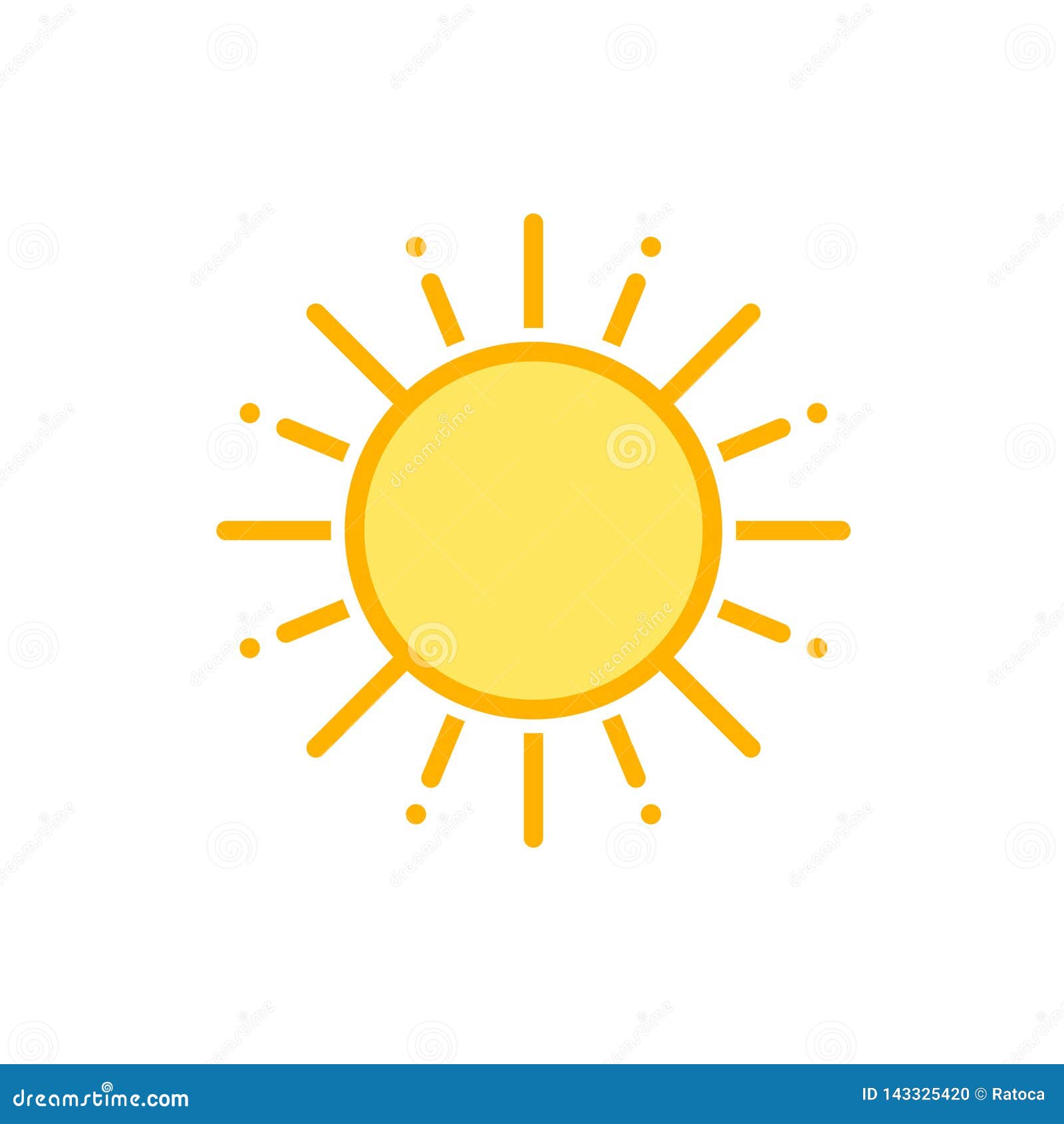 Flat sun icon stock vector. Illustration of bright, icon - 143325420