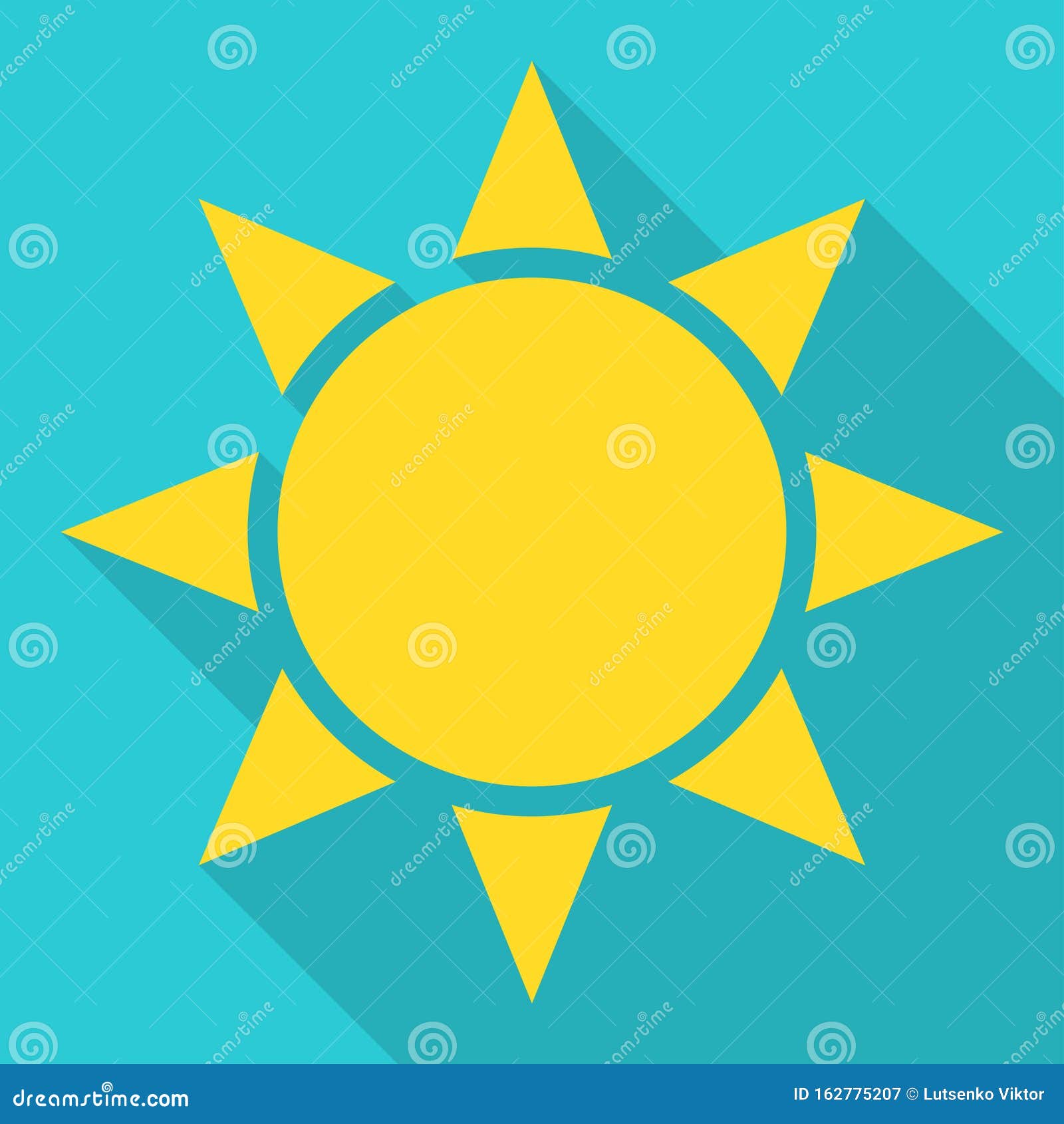 Flat Sun Icon with Shadow. Summer Pictogram Stock Vector - Illustration ...