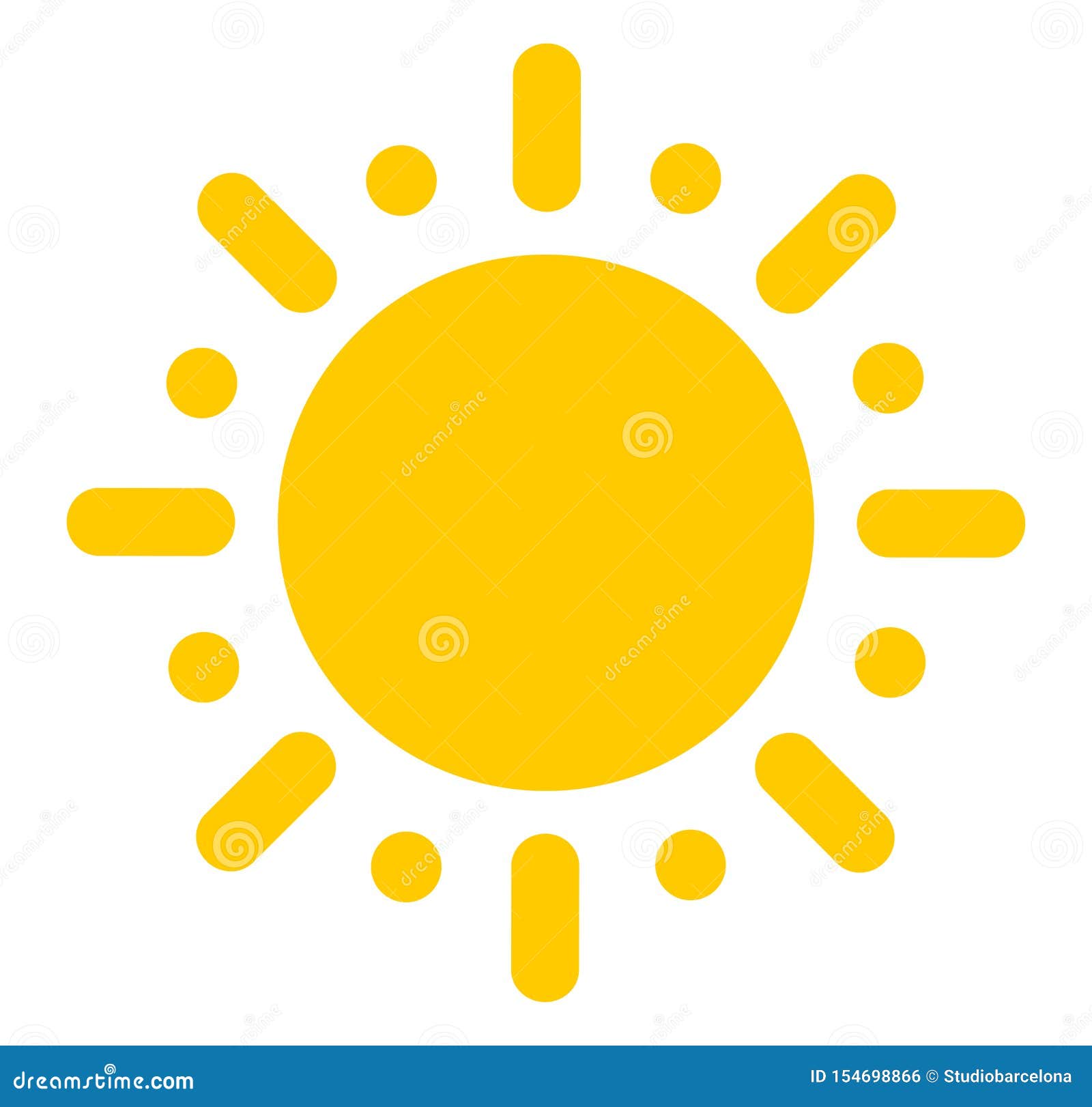 Flat sun icon stock vector. Illustration of vector, clip - 154698866