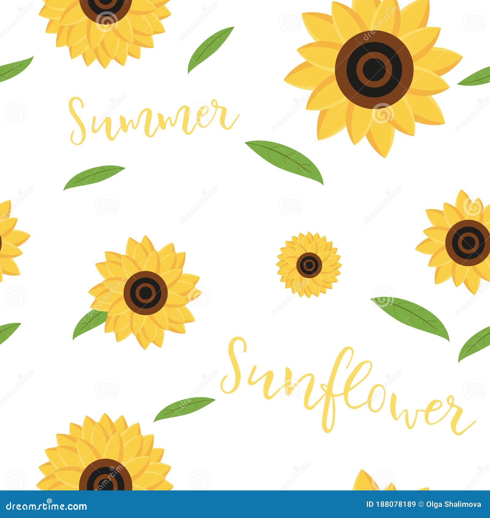 Flat Sunflower Pattern Leaf for Decoration Design on a White Background ...