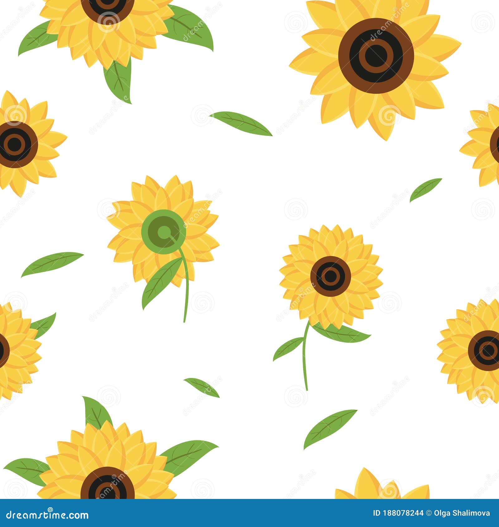 Flat Sunflower Pattern Leaf for Decoration Design on a White Background ...