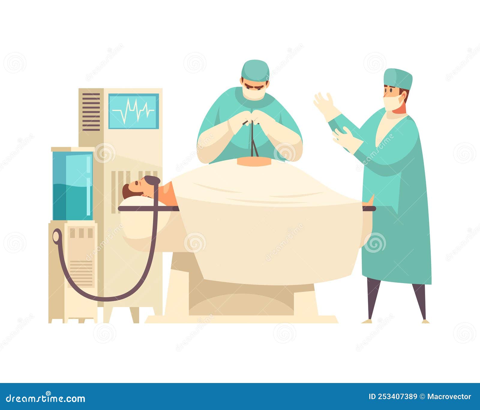 Surgical Operation In Hospital Room Interior. Medical Stuff Helping ...