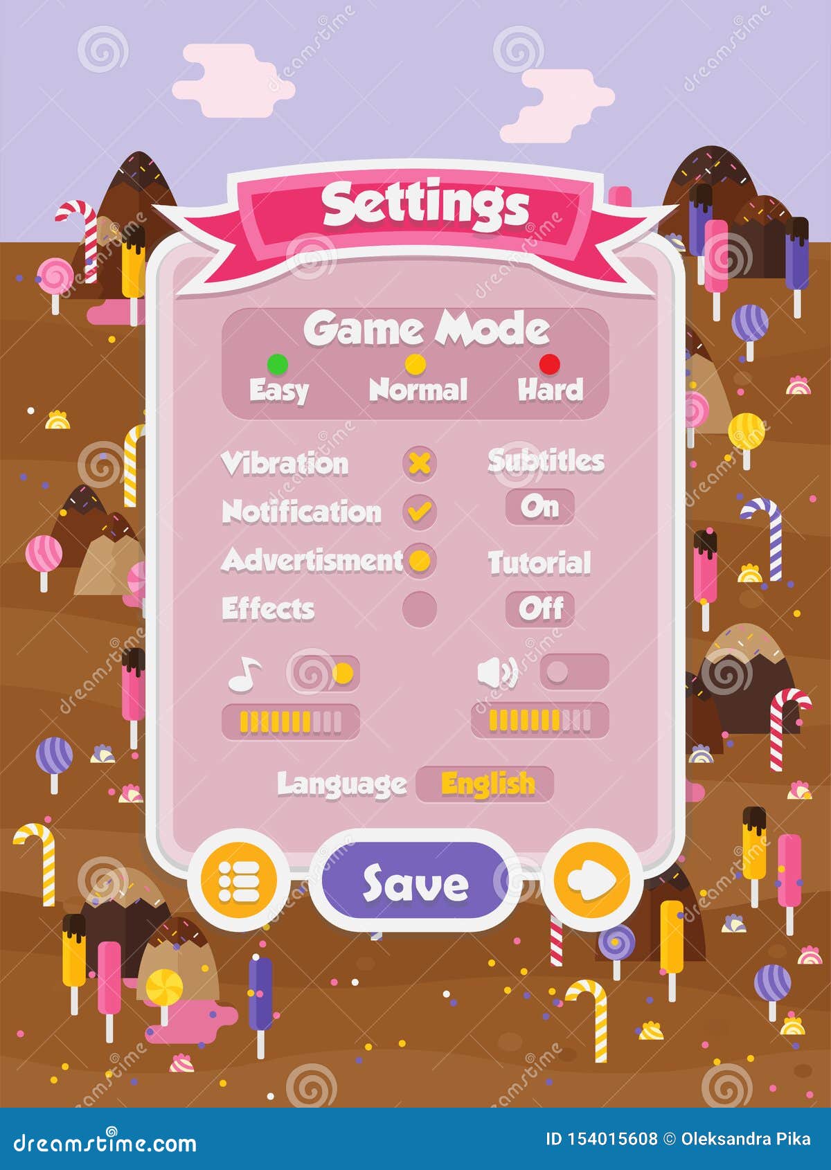 Flat sweet candy GUI scene stock vector. Illustration of banner - 154015608