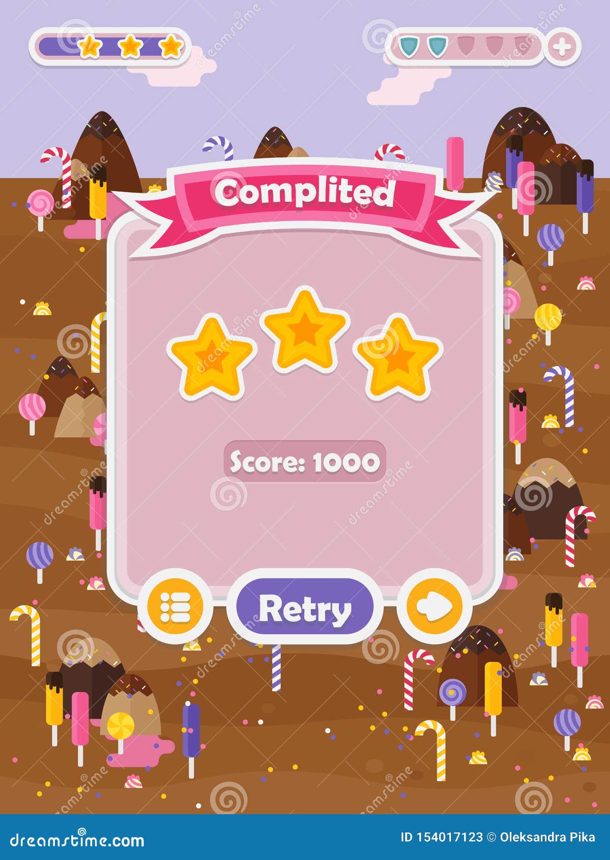 Flat sweet candy GUI scene stock vector. Illustration of cute - 154017123