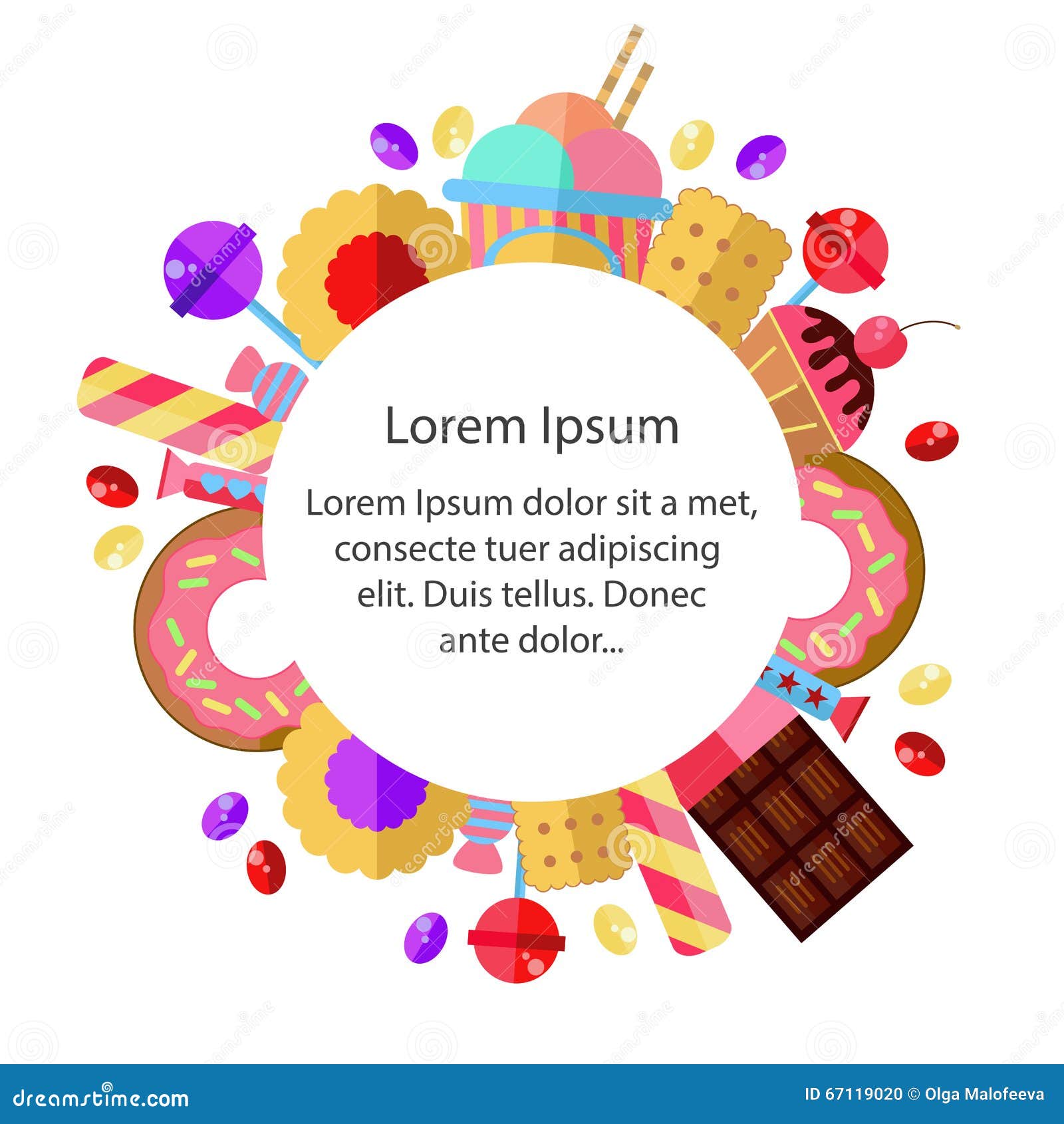 Flat sweets border stock vector. Illustration of beautiful - 67119020