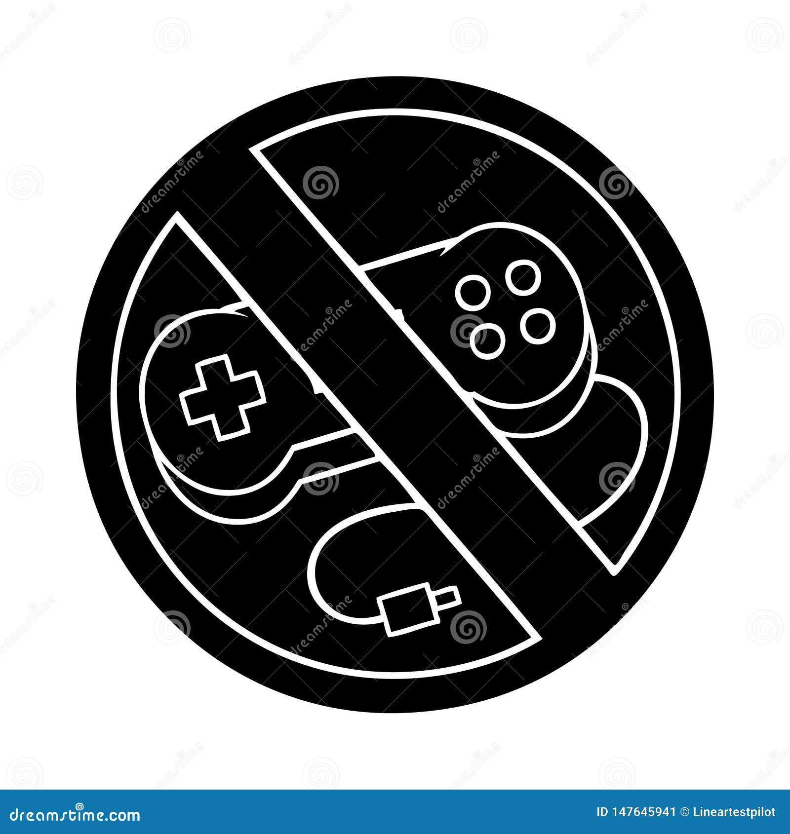 Flat Symbol No Gaming Allowed Sign Stock Vector - Illustration of ...
