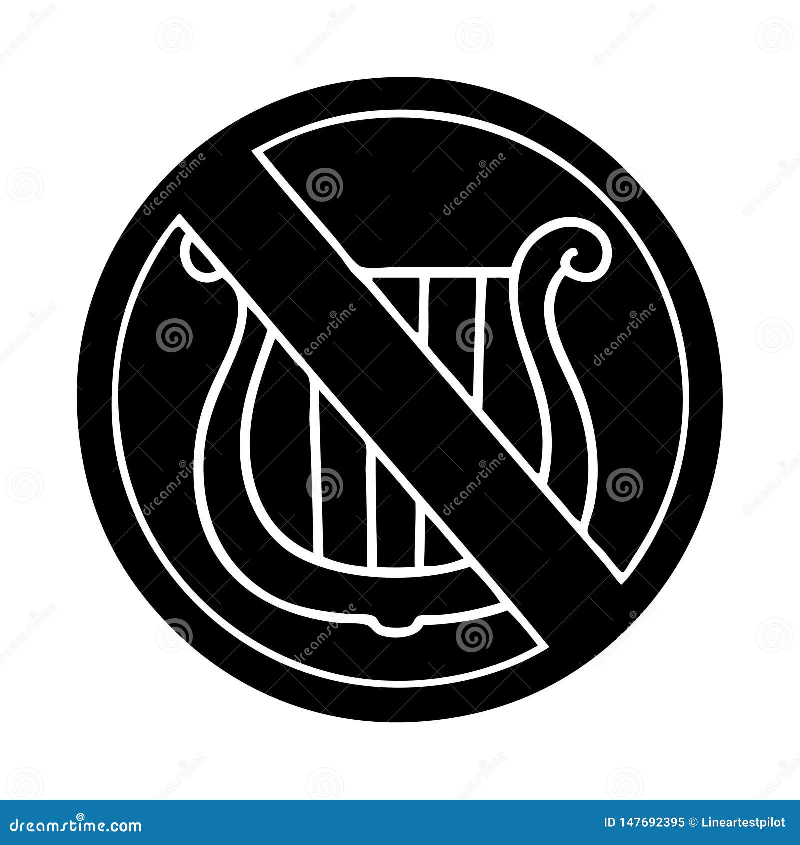 Flat Symbol No Music Allowed Sign Stock Vector - Illustration of sign ...