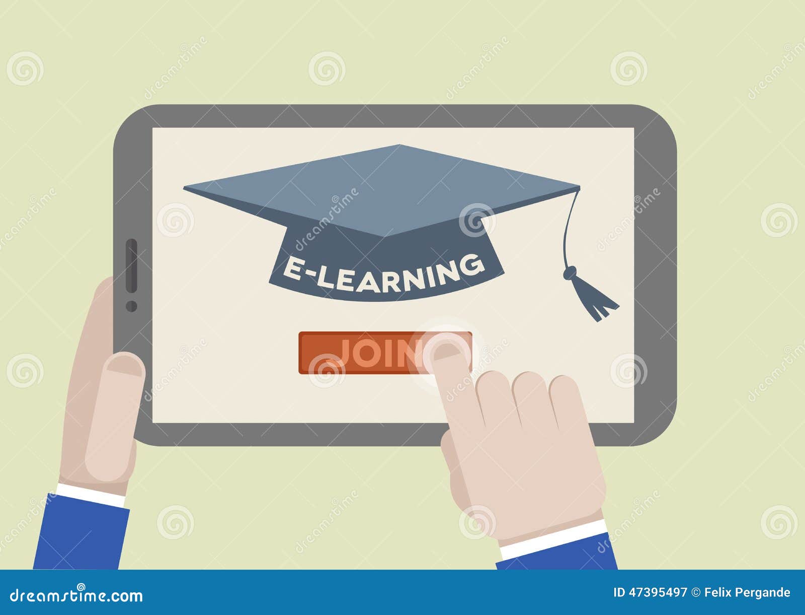 FLAT_tablet_eLearning stock illustration. Illustration of multimedia ...